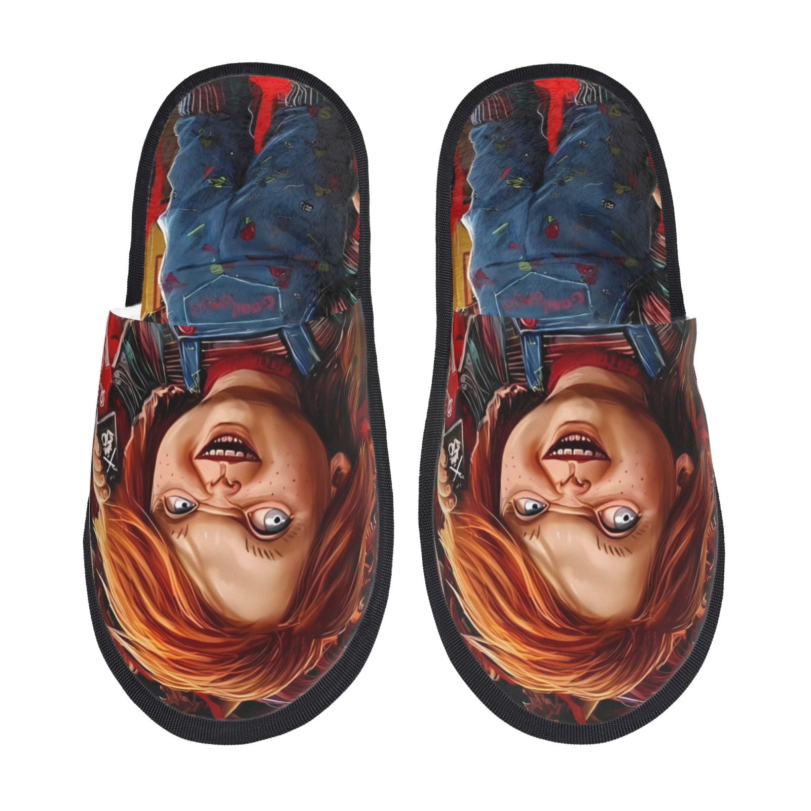 Lsque Chucky Print Fuzzy Slippers Fuzzy Soft House Slippers Plush Furry ...