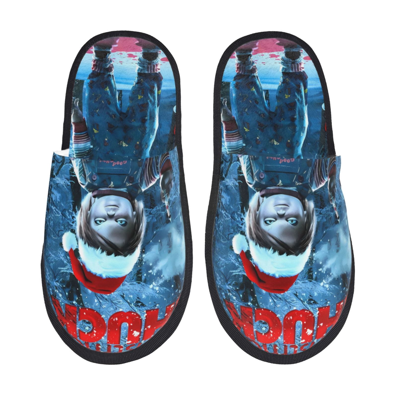 Lsque Chucky Print Fuzzy Slippers Fuzzy Soft House Slippers Plush Furry ...
