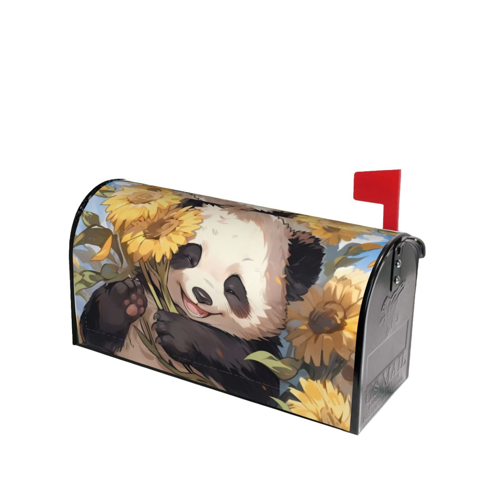 Lsque Clear Sky Cute Sunflower Panda Mailbox Cover Standard Size ...