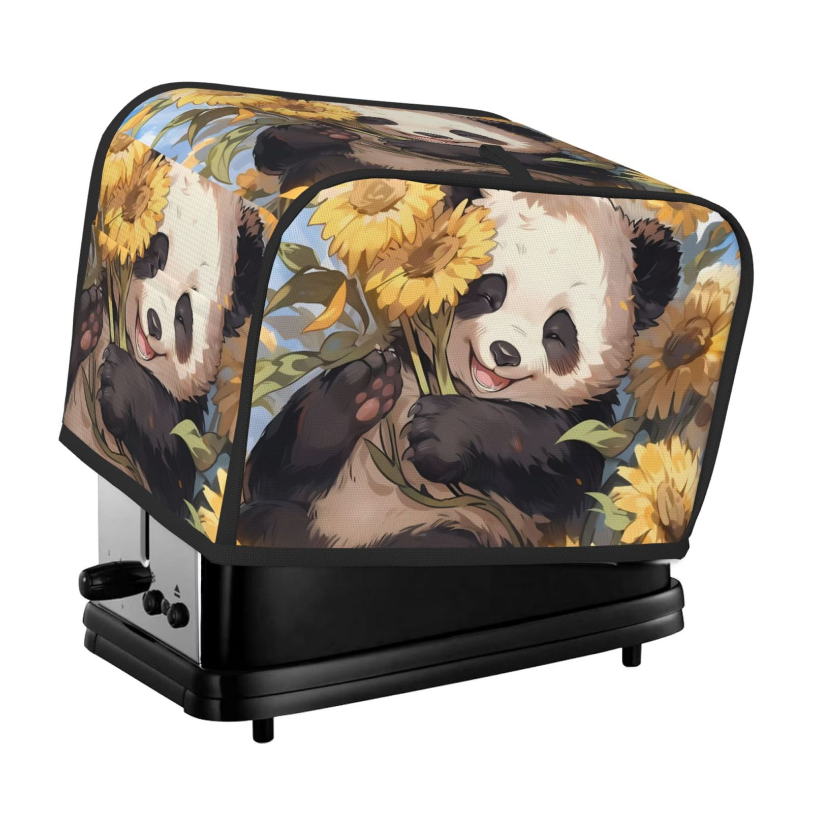 Lsque Clear Sky Cute Sunflower Panda Print 2 Slice Toaster Cover ...
