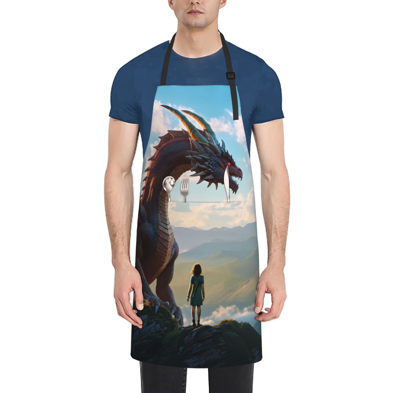 Lsque Clear Sky Mountain Red Dragon Waterproof Apron Chef Aprons for ...