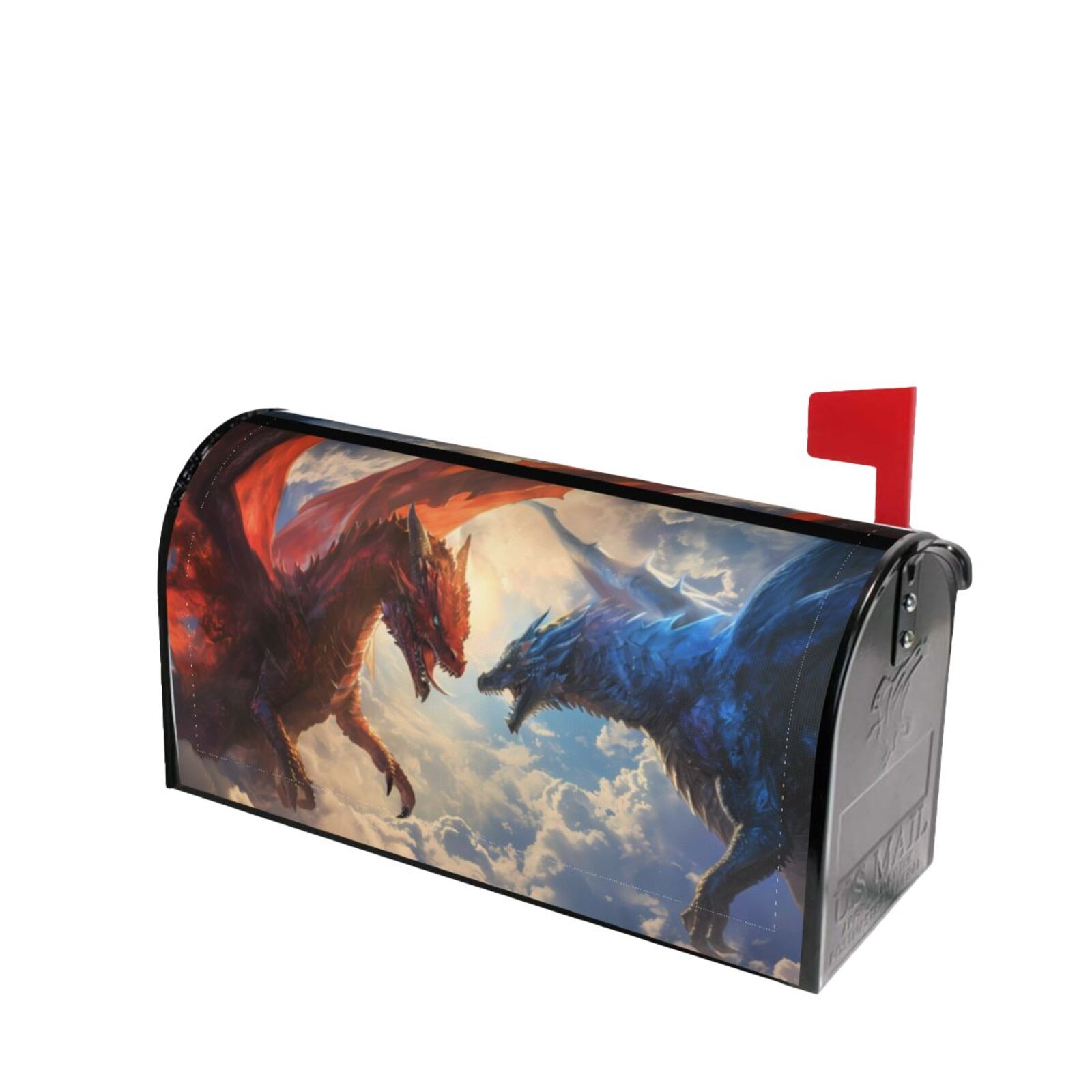 Lsque Cloud Red And Blue Dragon Mailbox Cover Standard Size ,Magnetic ...