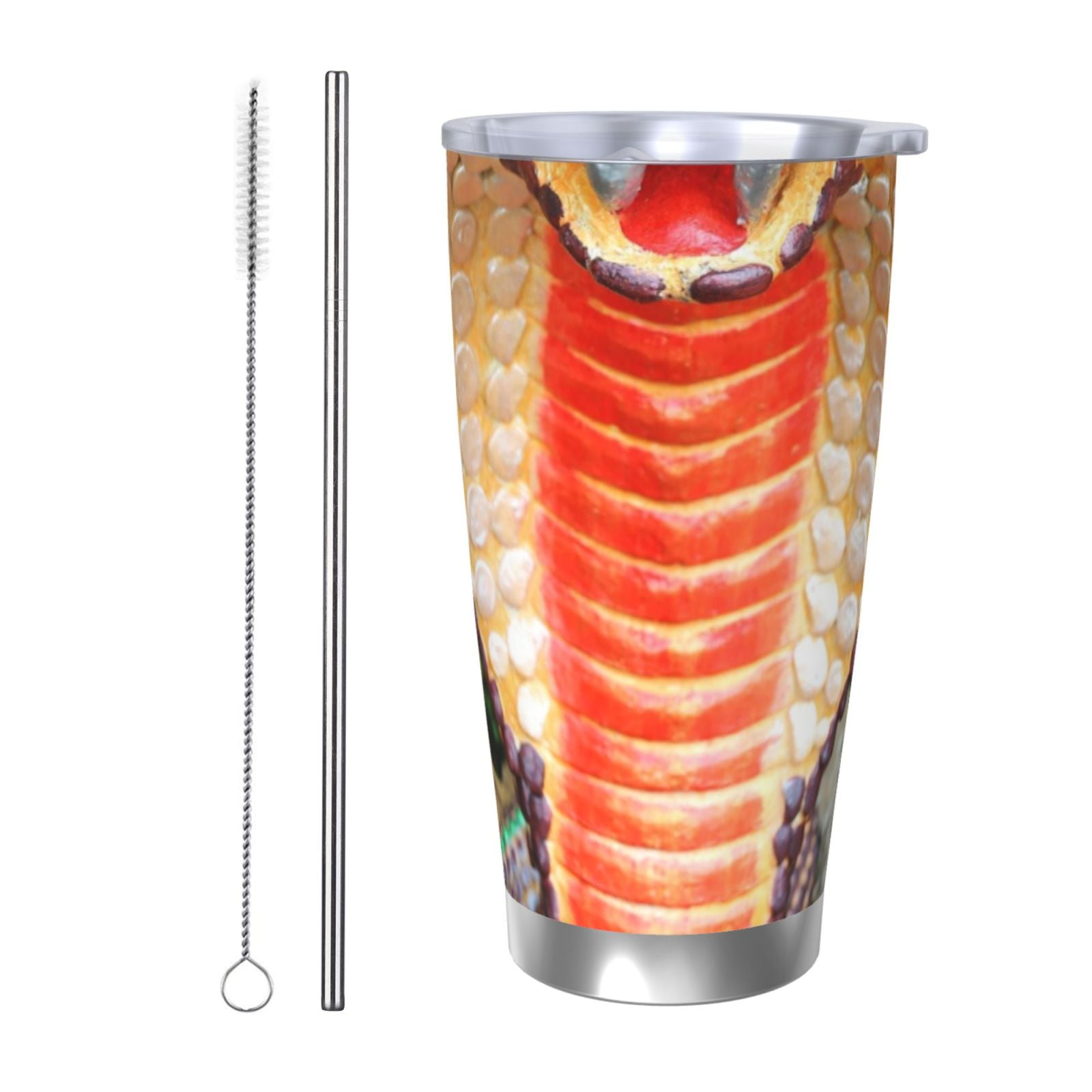 Lsque Cobra Snake Pattern 20oz Car Cup with Lid and Straw, Insulated ...
