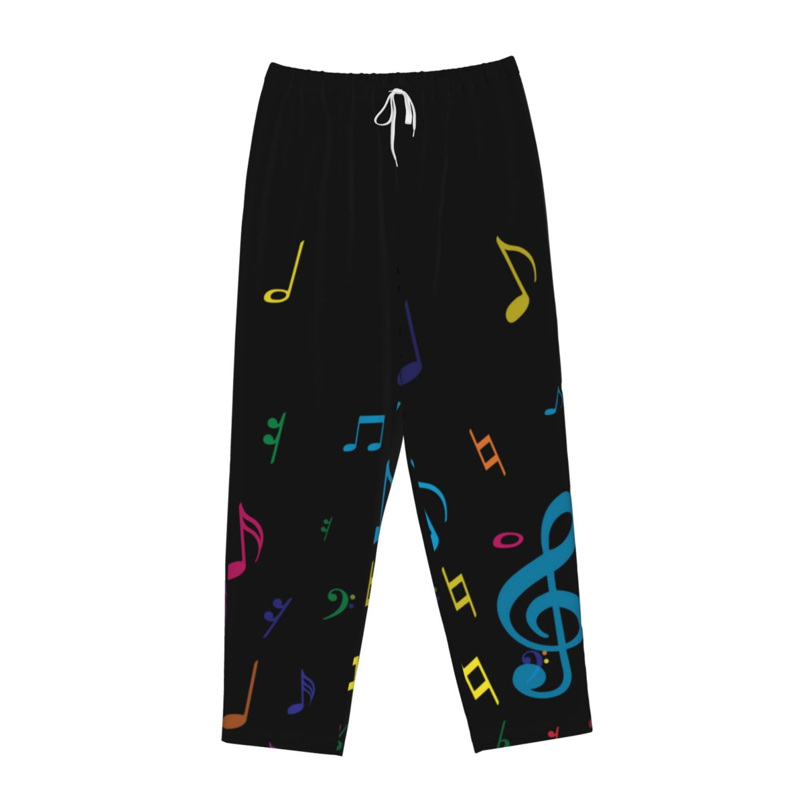 Lsque Color Musical Notes Print Women's Pajama Pants, Lounge Pant ...