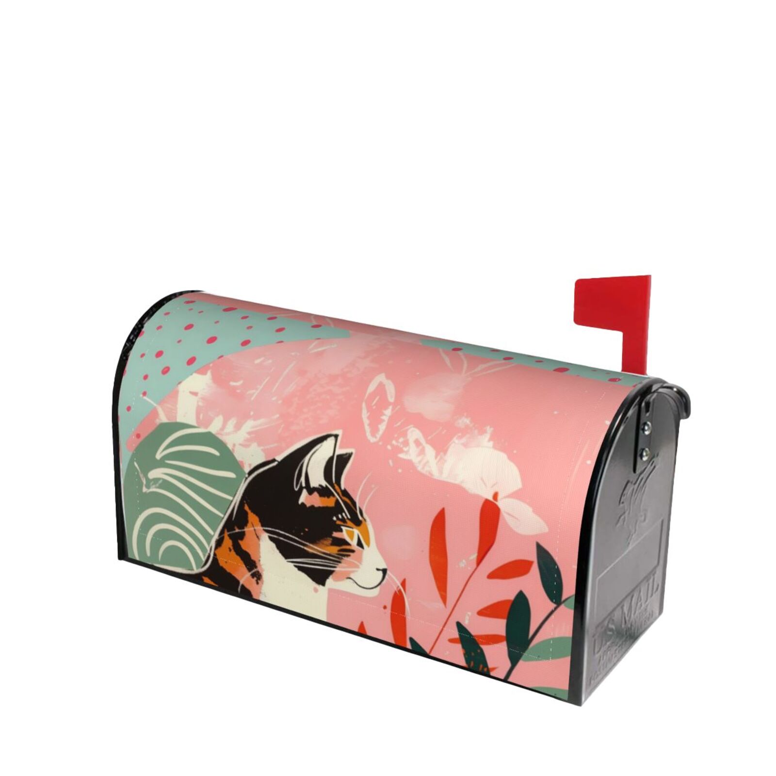 Lsque Colorful Cat With Flowers Mailbox Cover Standard Size ,Magnetic ...