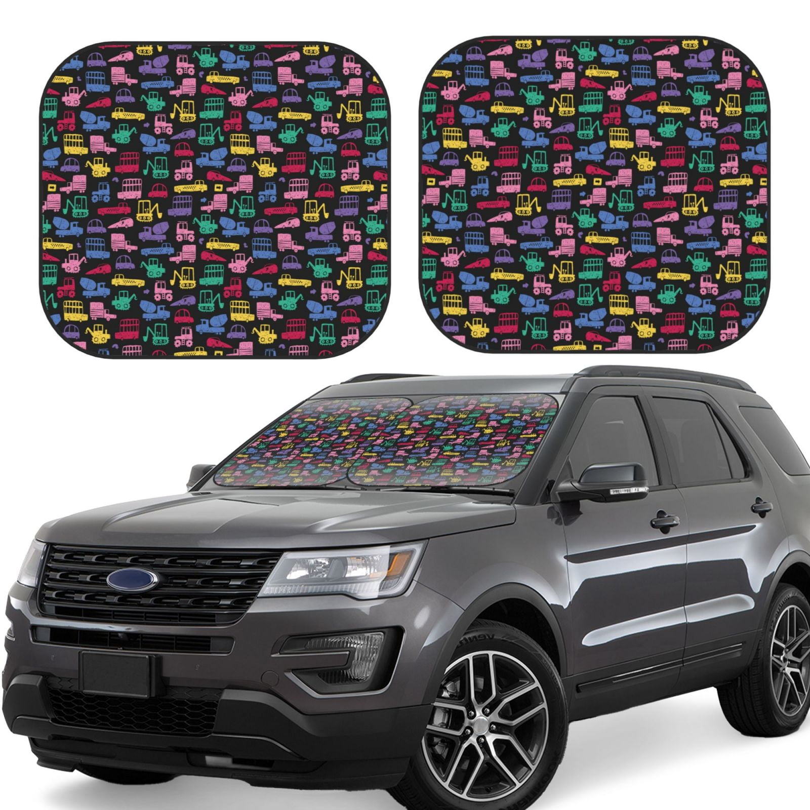 Lsque Colorful Excavator 2 PCS Windshield Sun Shade | CarFoldable ...