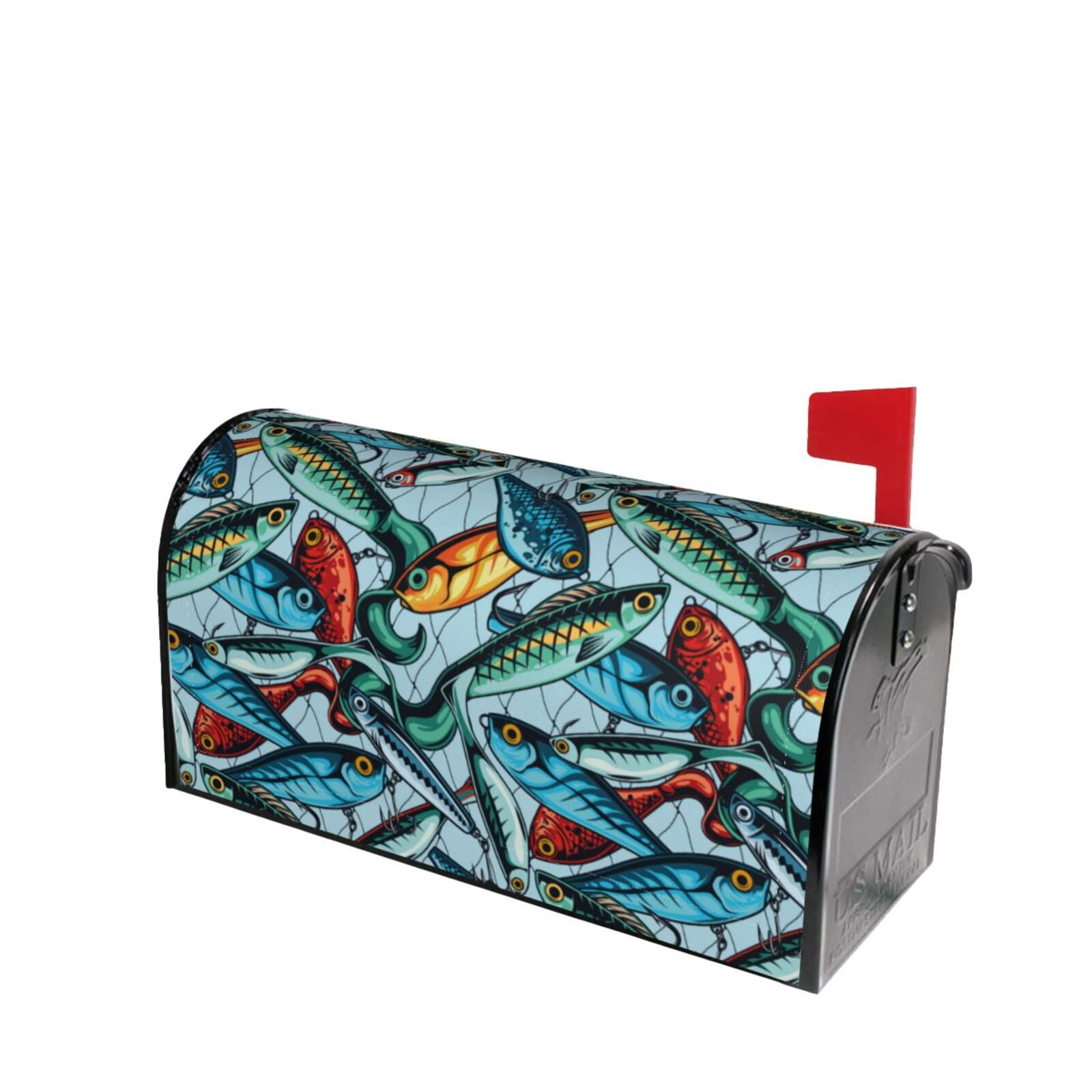 Lsque Colorful Fishing Baits Mailbox Cover Standard Size ,Magnetic ...