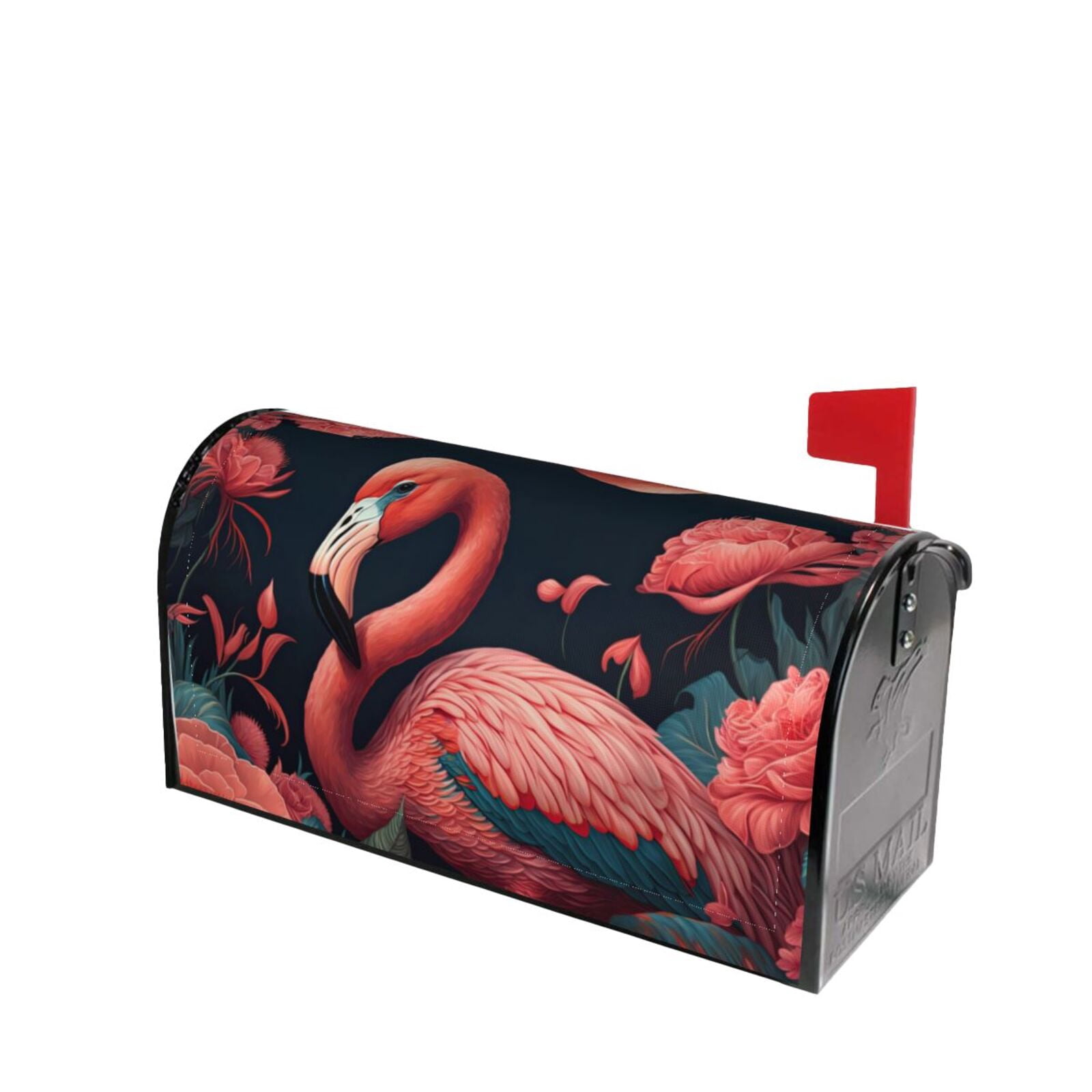 Lsque Colorful Floral Flamingo Mailbox Cover Standard Size ,Magnetic ...