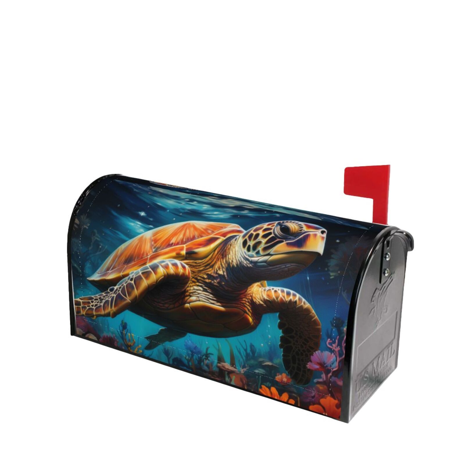 Lsque Colorful Flower Sea Turtle Mailbox Cover Standard Size ,Magnetic ...