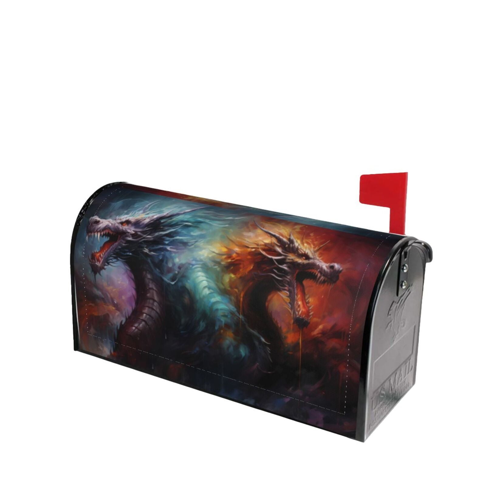Lsque Colorful Ink Style Dragon Mailbox Cover Standard Size ,Magnetic ...