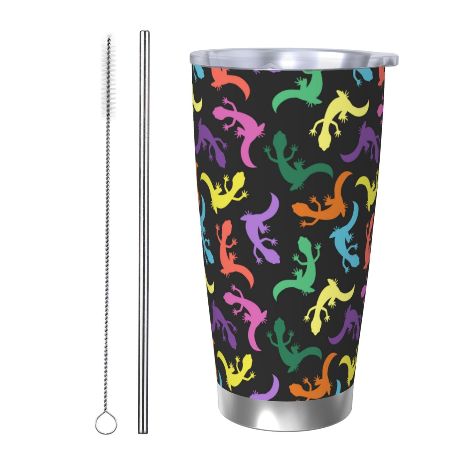 Lsque Colorful Lizards Pattern 20oz Car Cup with Lid and Straw ...