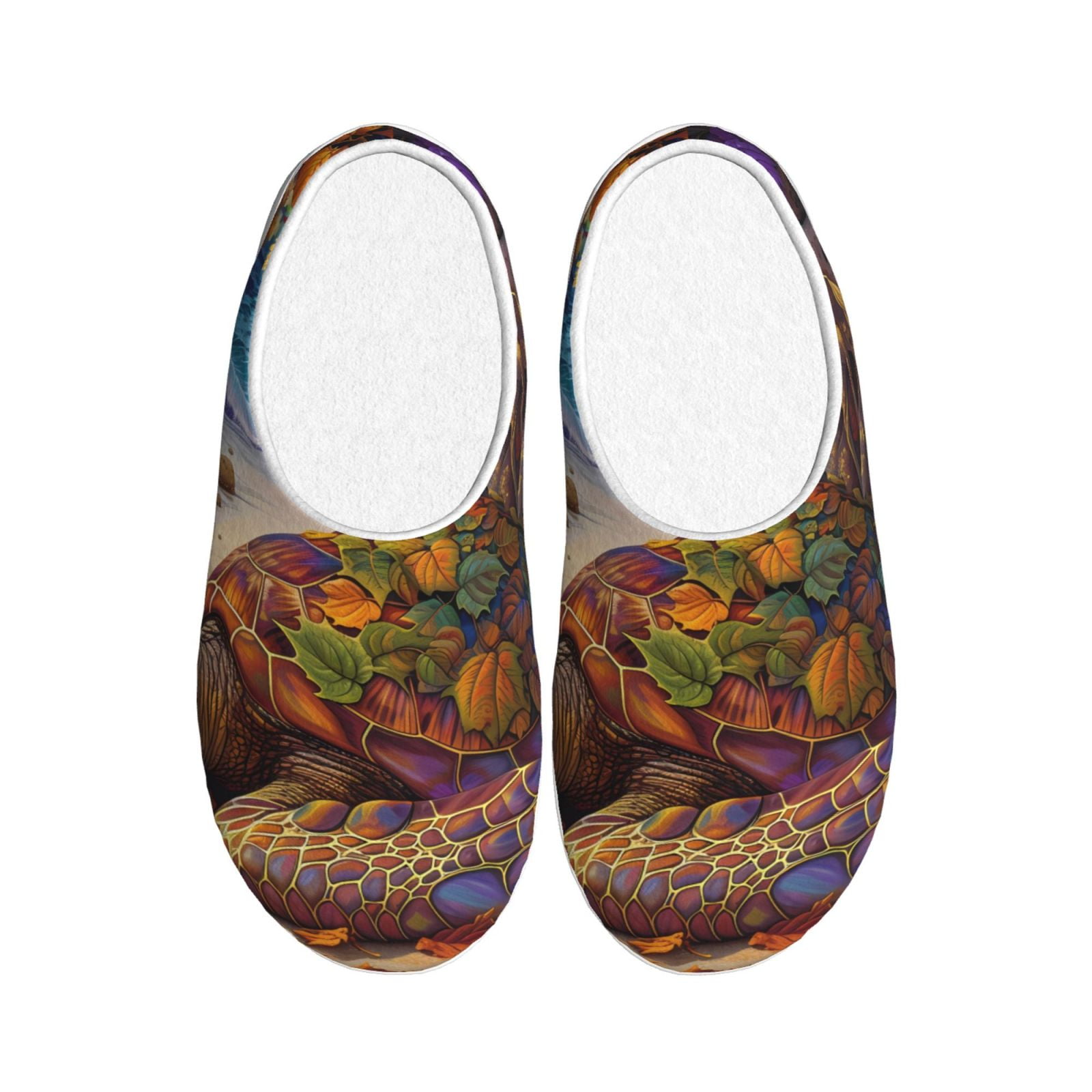 Lsque Colorful Maple Leaf Beach Turtle Pattern Womens Comfort Cotton on ...