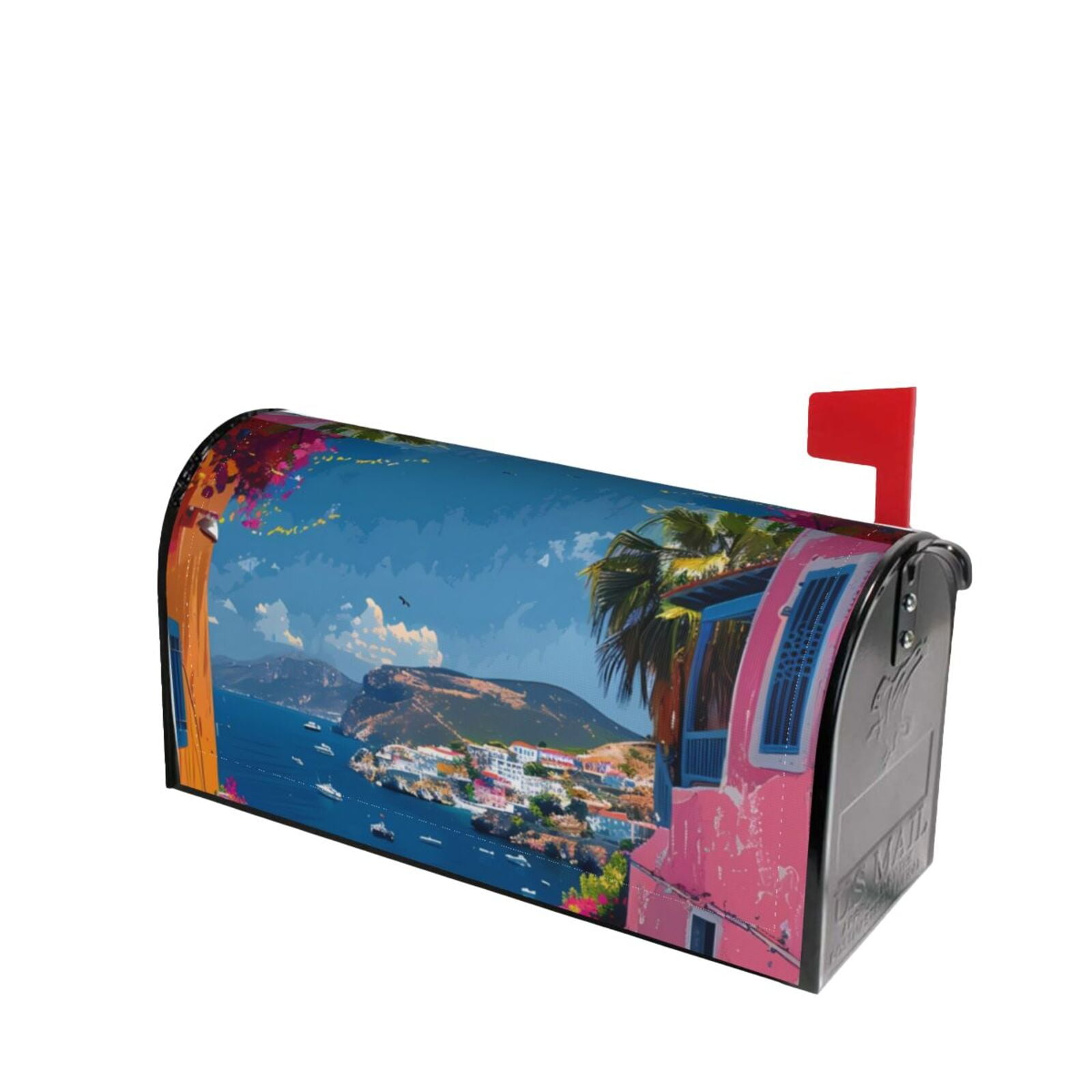 Lsque Colorful Mediterranean Village Mailbox Cover Standard Size ...