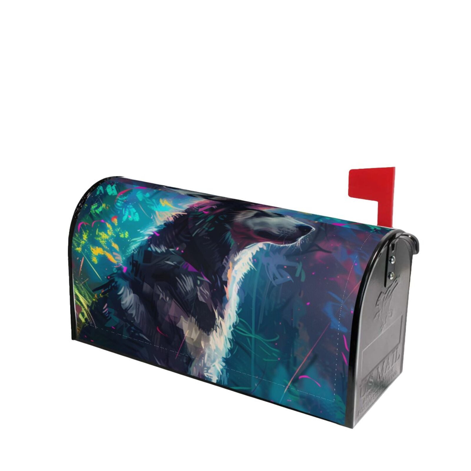 Lsque Colorful Plant Wolf Mailbox Cover Standard Size ,Magnetic Mailbox ...