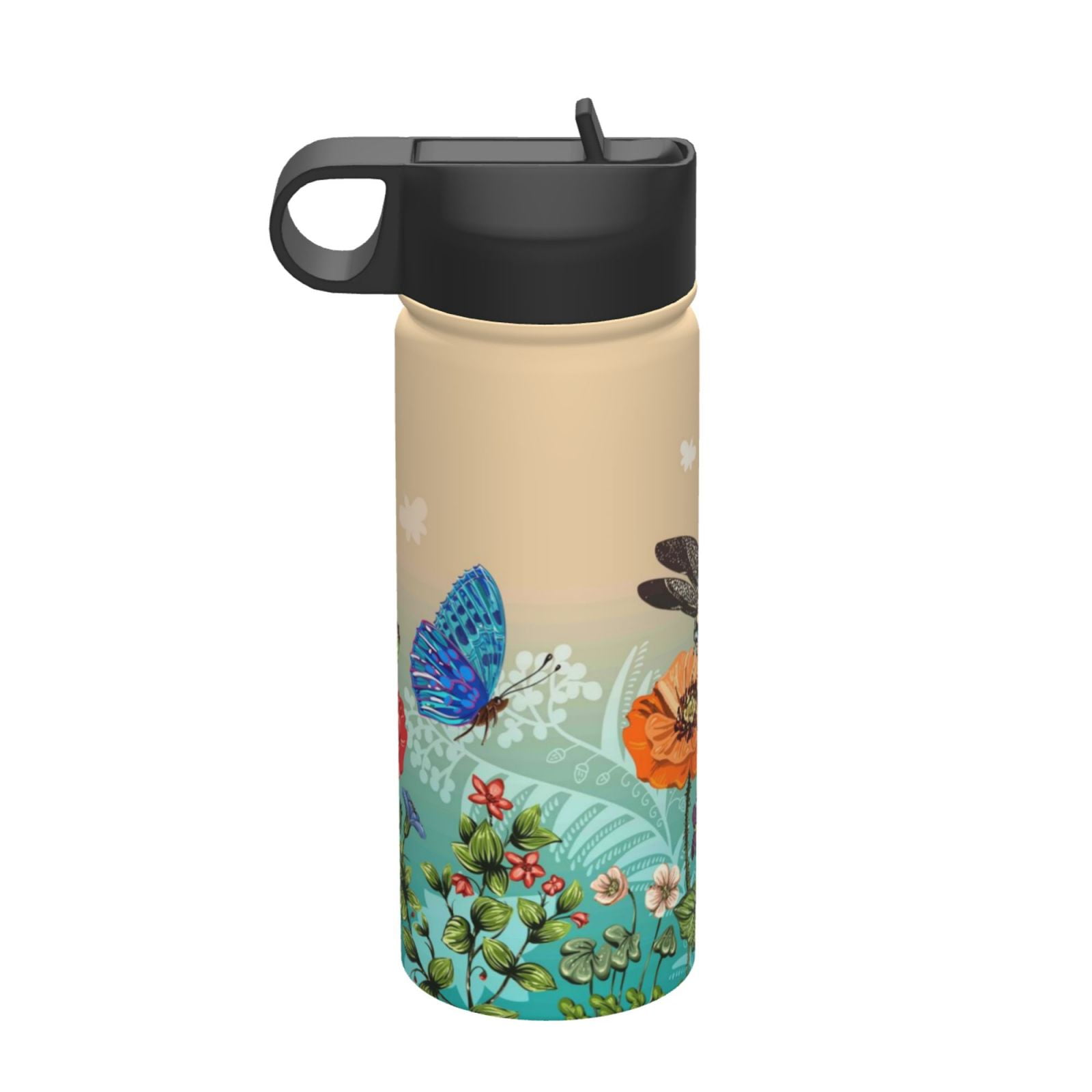 Lsque Colorful Plants And Insects Pattern 18oz Sports Insulated Kettle ...