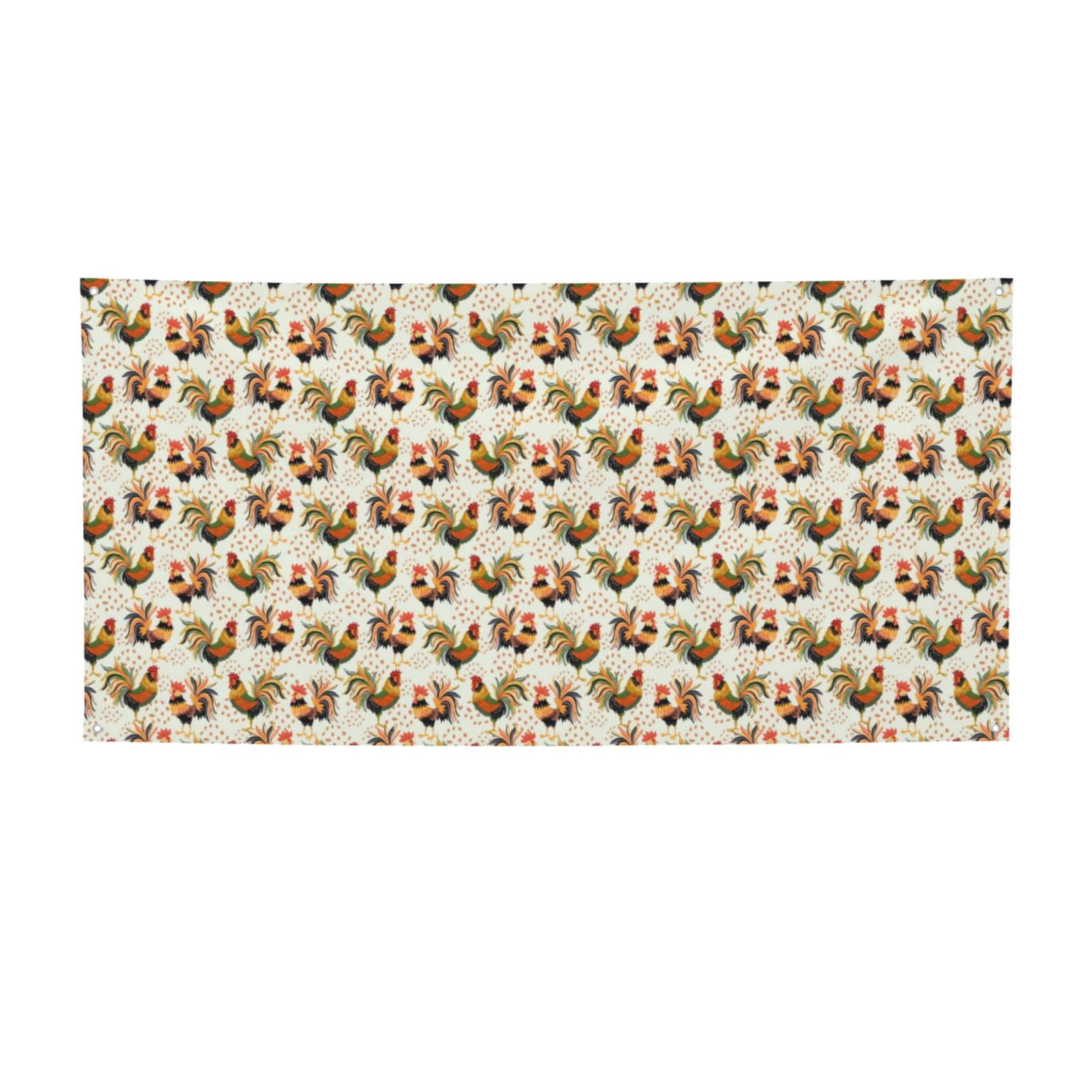 Lsque Colorful Roosters Pattern Party Banner, Festive Banner , Holiday ...