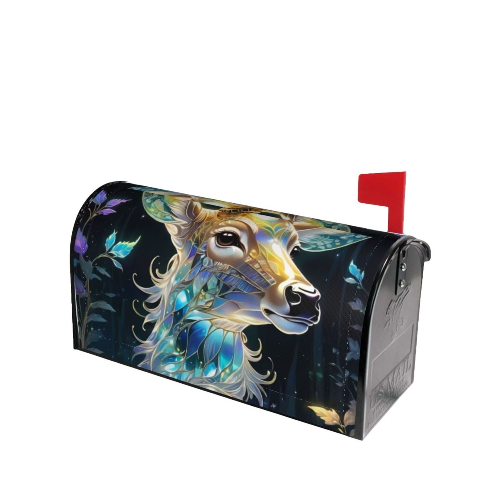 Lsque Colorful Stained Glass Deer Mailbox Cover Standard Size ,Magnetic ...