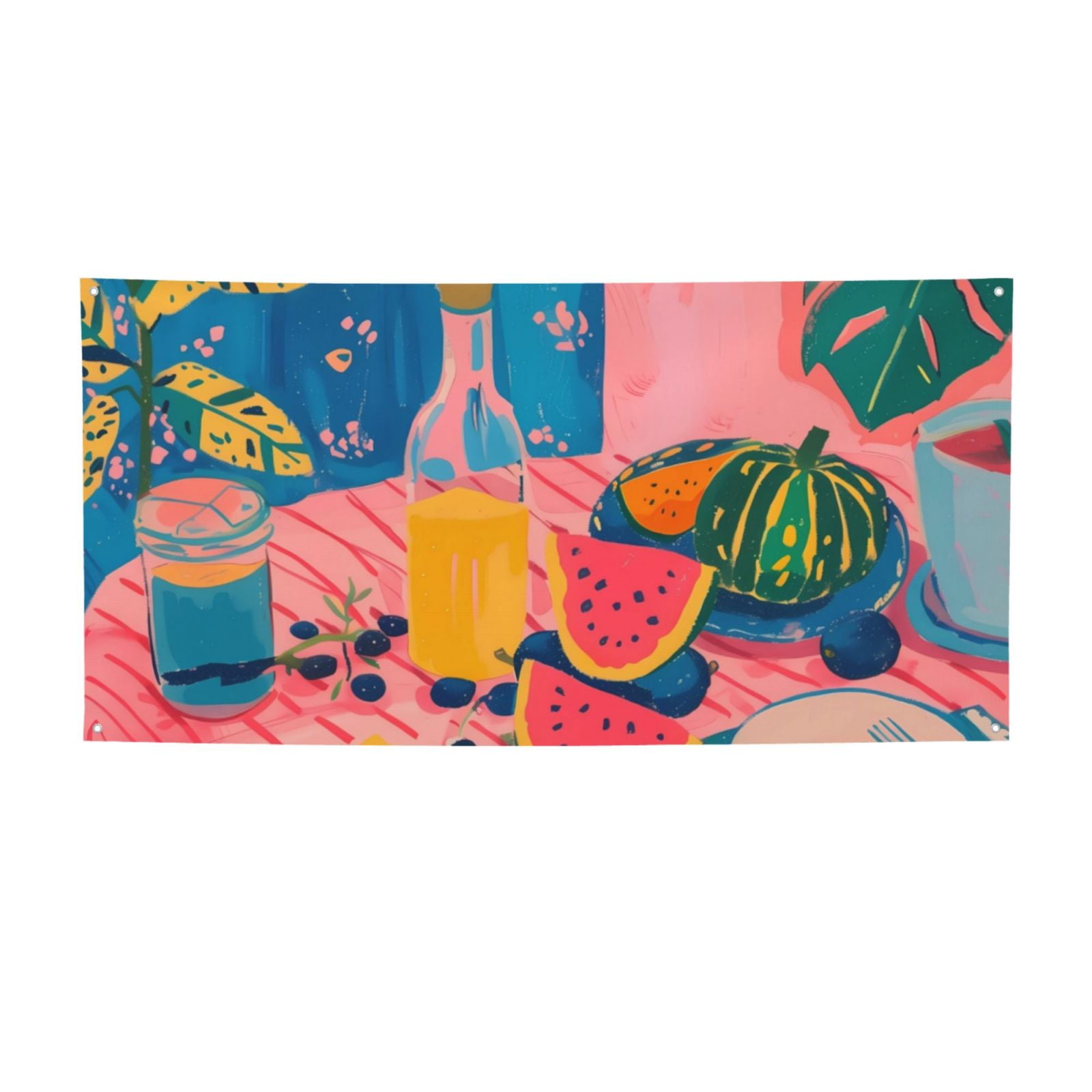 Lsque Colorful Summer Fruit Table Pattern Party Banner, Festive Banner ...