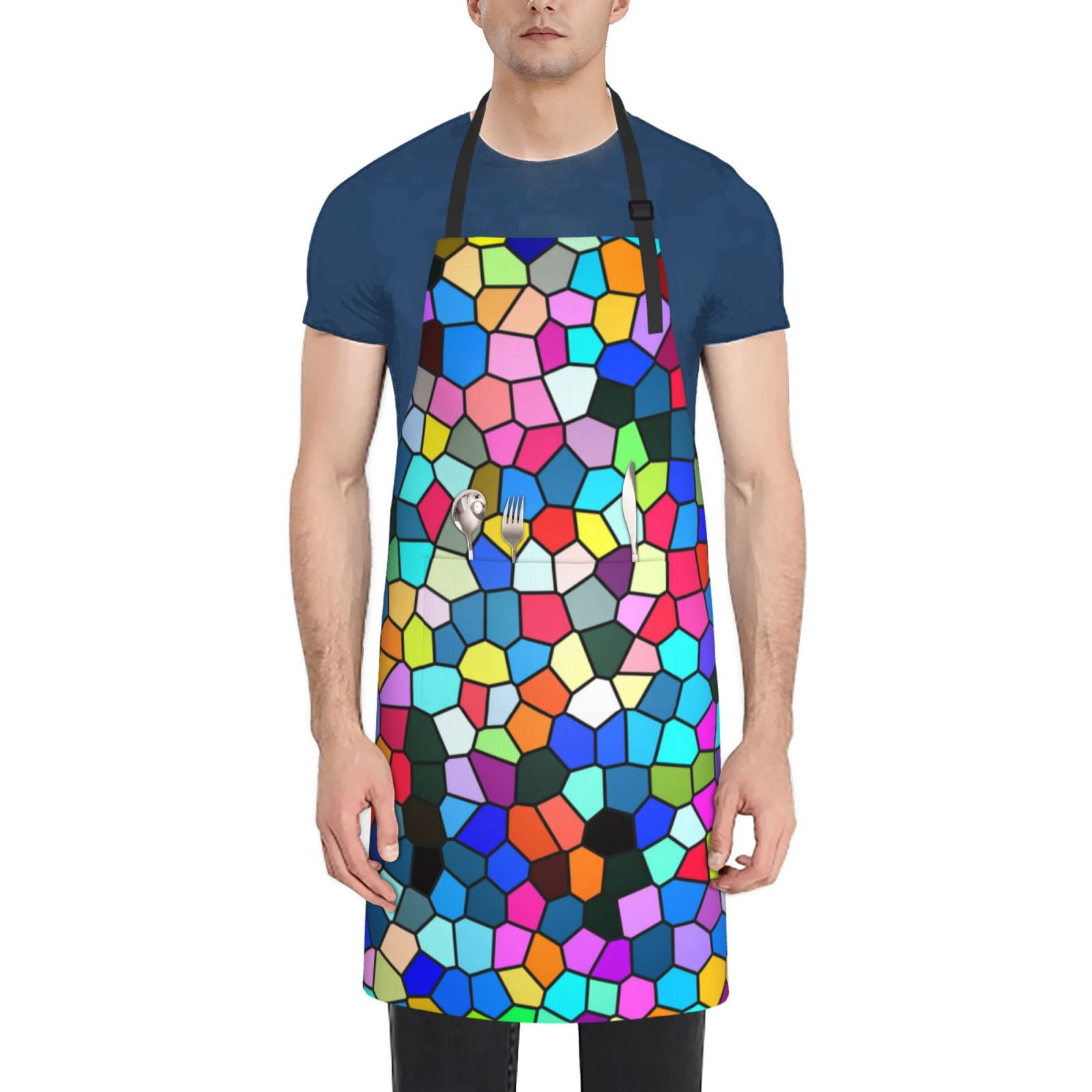 Lsque Colorful Tie Dye Stained Glass 2 Waterproof Apron Chef Aprons for ...