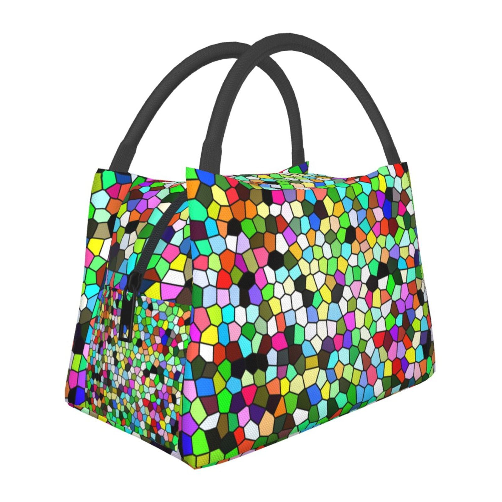 Lsque Colorful Tie Dye Stained Glass Pattern Portable Insulation Lunch ...