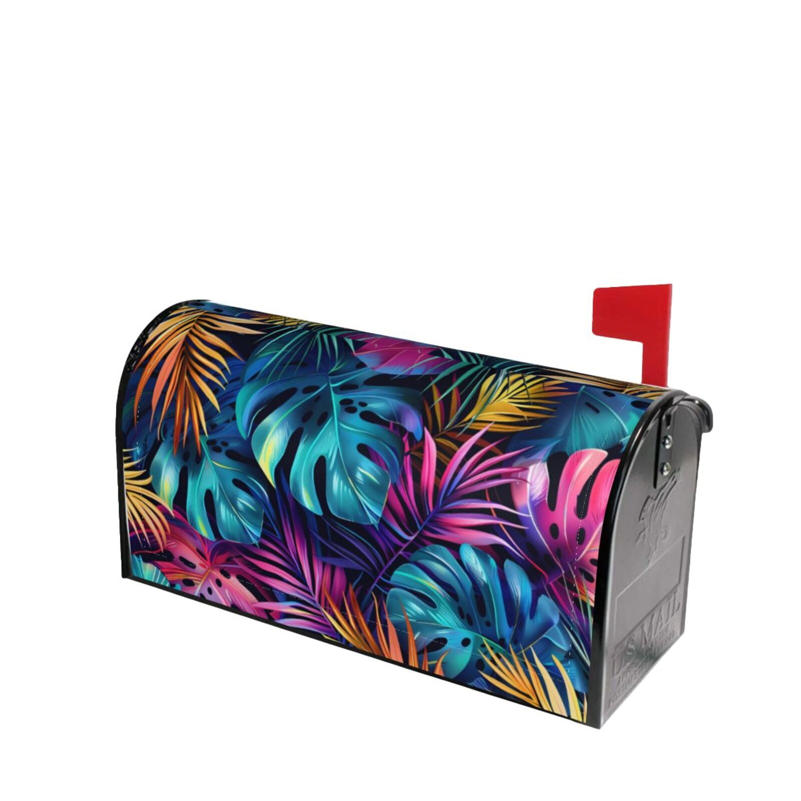 Lsque Colorful Tropical Leaves Mailbox Cover Standard Size ,Magnetic ...