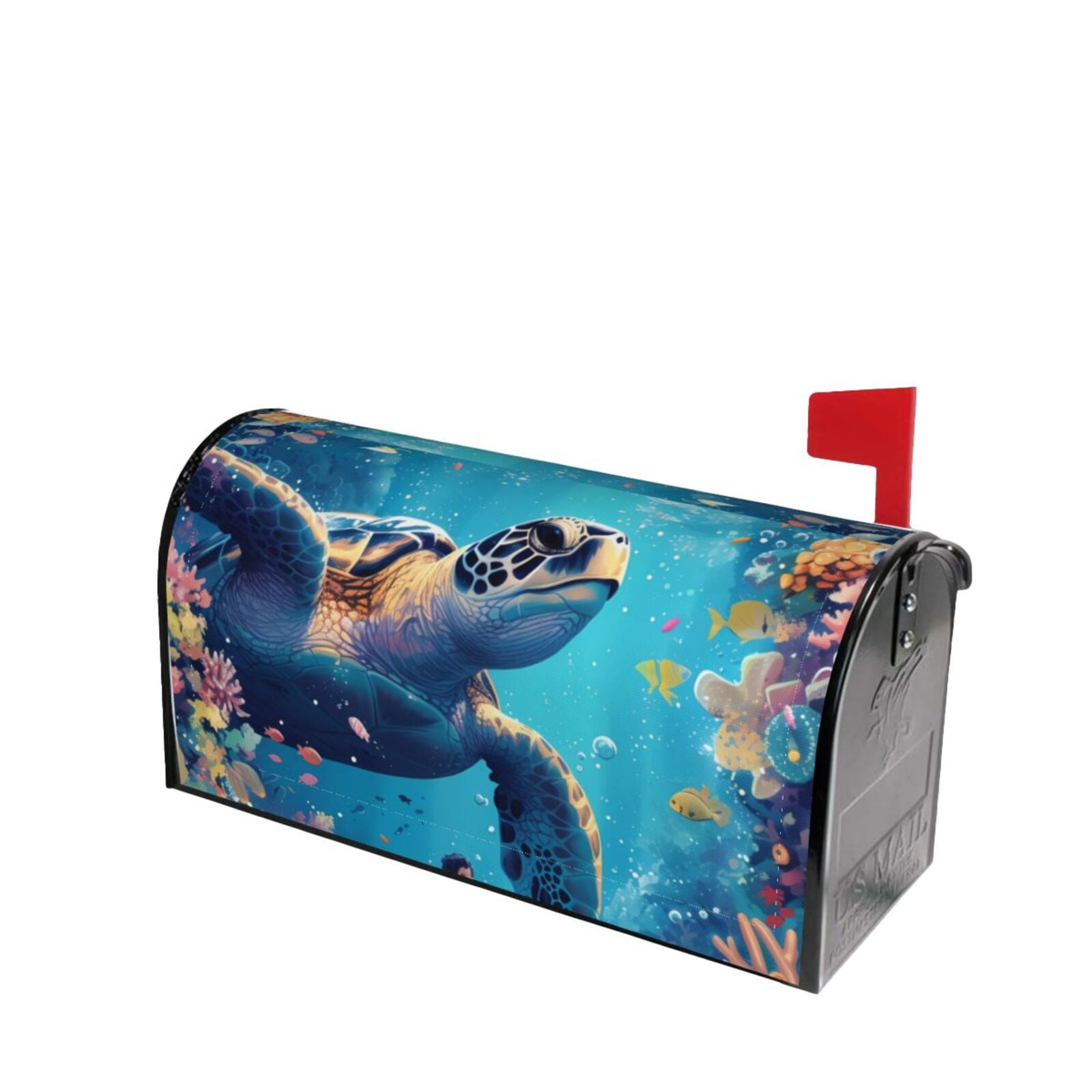 Lsque Colorful Underwater Plant Turtle Mailbox Cover Standard Size ...