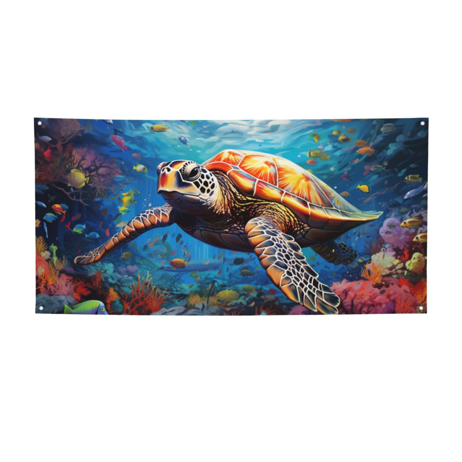 Lsque Colorful Underwater Sea Turtle Pattern Party Banner, Festive ...