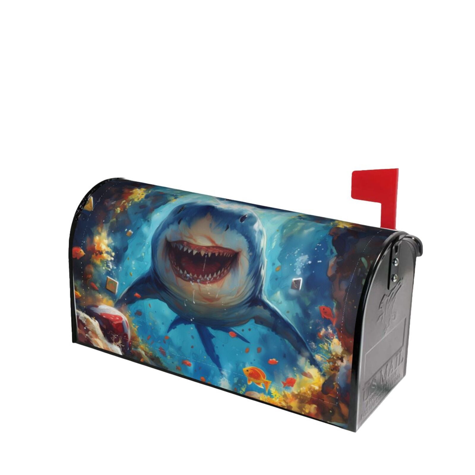 Lsque Colorful Underwater Shark Mailbox Cover Standard Size ,Magnetic ...