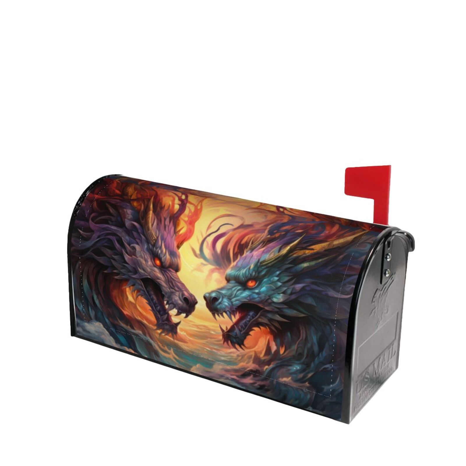 Lsque Colorful Wave Dragon Head Mailbox Cover Standard Size ,Magnetic ...