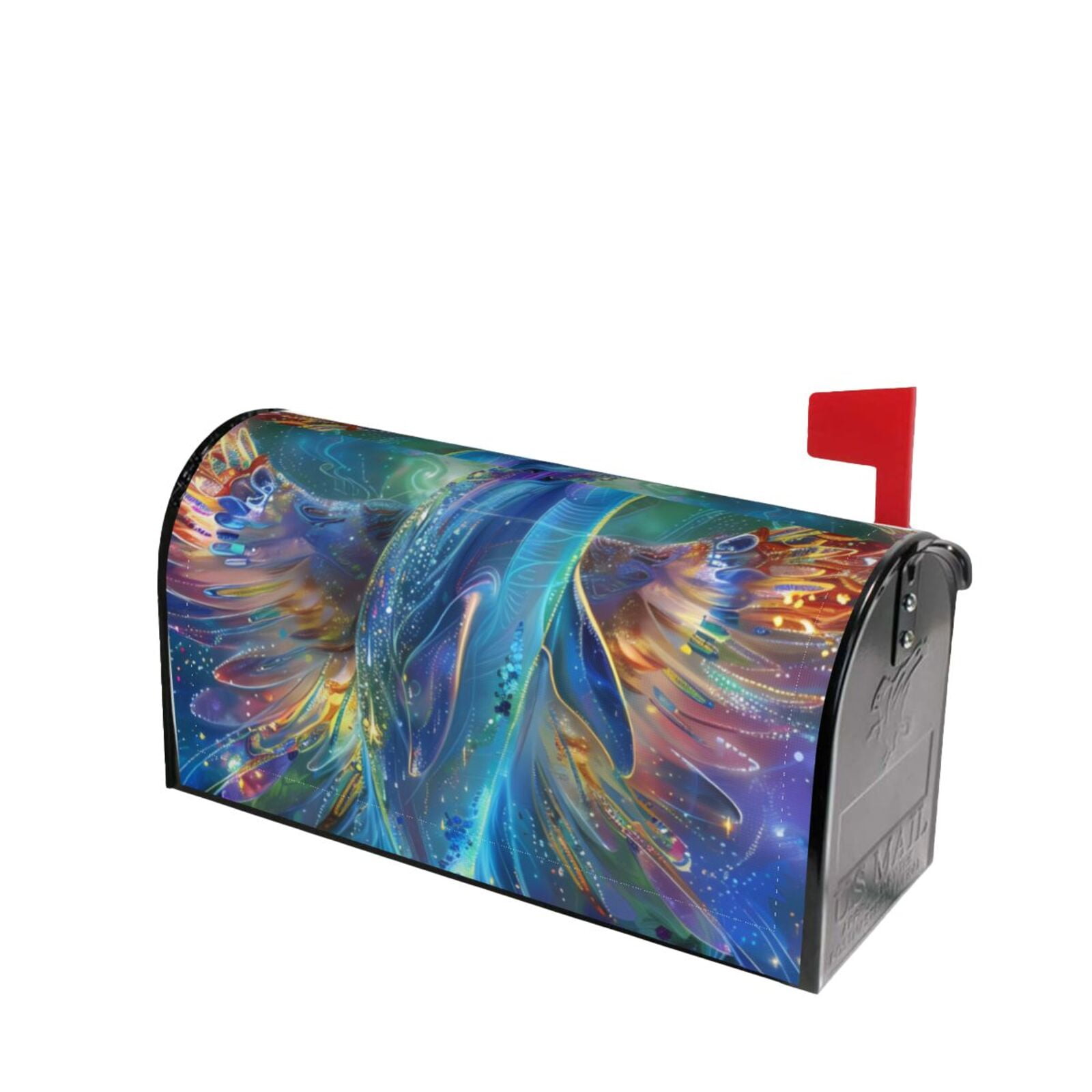 Lsque Colorful Winged Dolphin Mailbox Cover Standard Size ,Magnetic ...