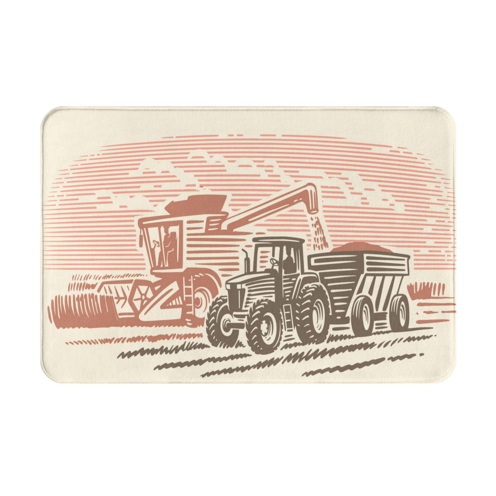 Lsque Combine harvester working with tractor Pattern Doormat, Durable ...