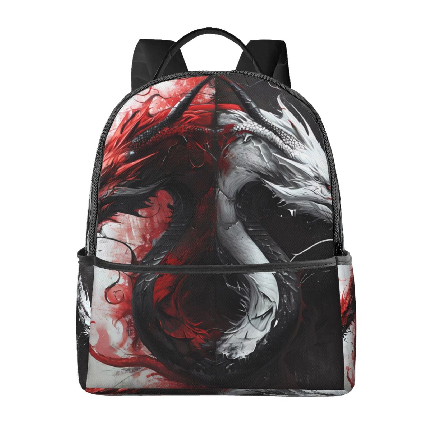 Lsque Cool Black And White Dragon Pattern Backpack – School Travel ...