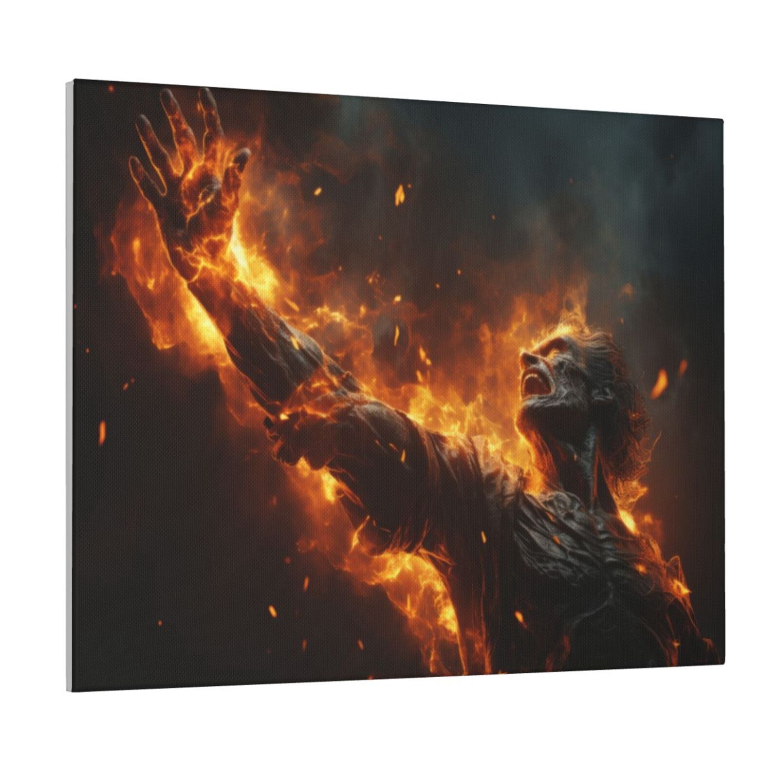 Lsque Cool Fire Man Print Wall Art – Decorative Picture for Living Room ...