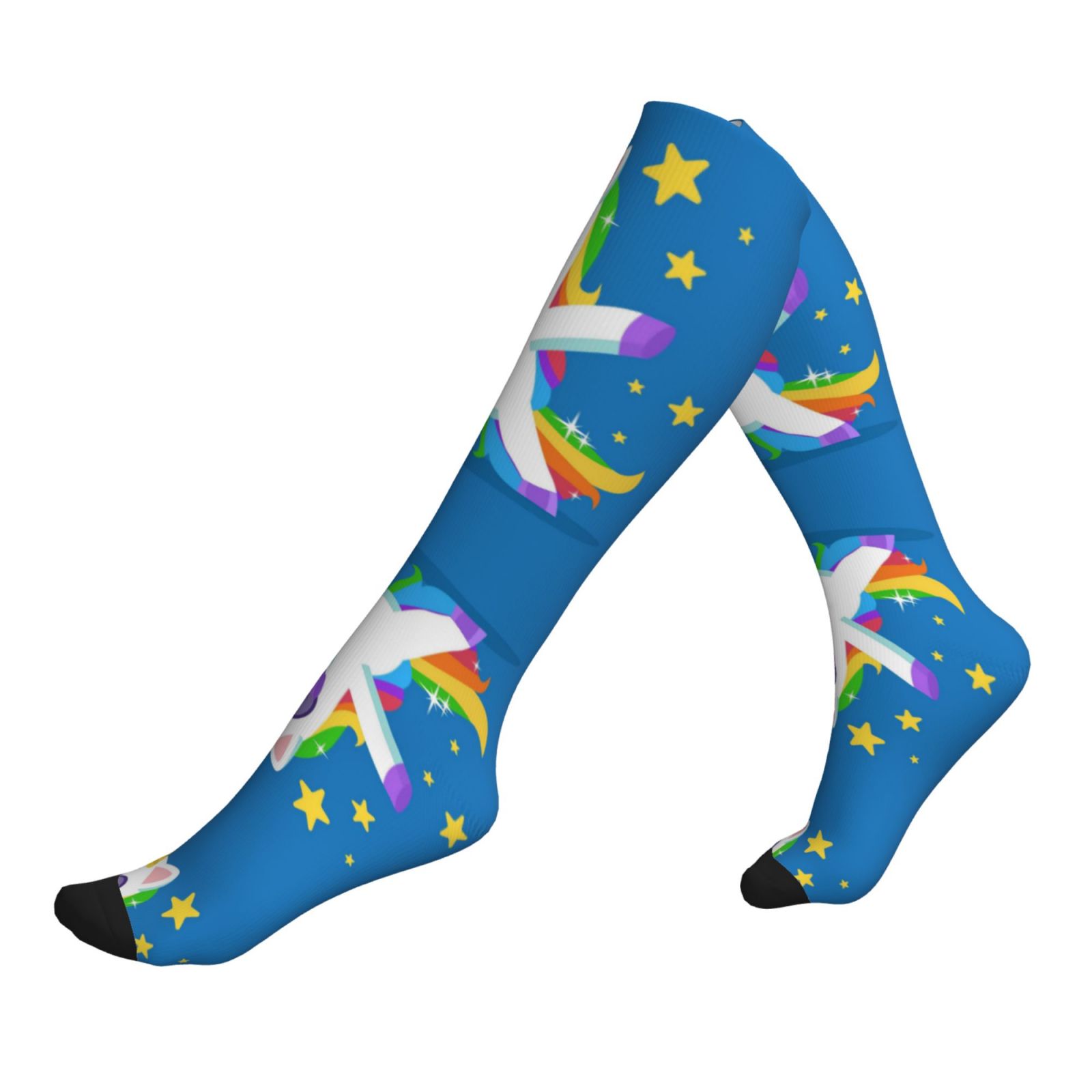 Lsque Cool Unicorn Star Golden Pattern Sport Compression Socks for Men ...