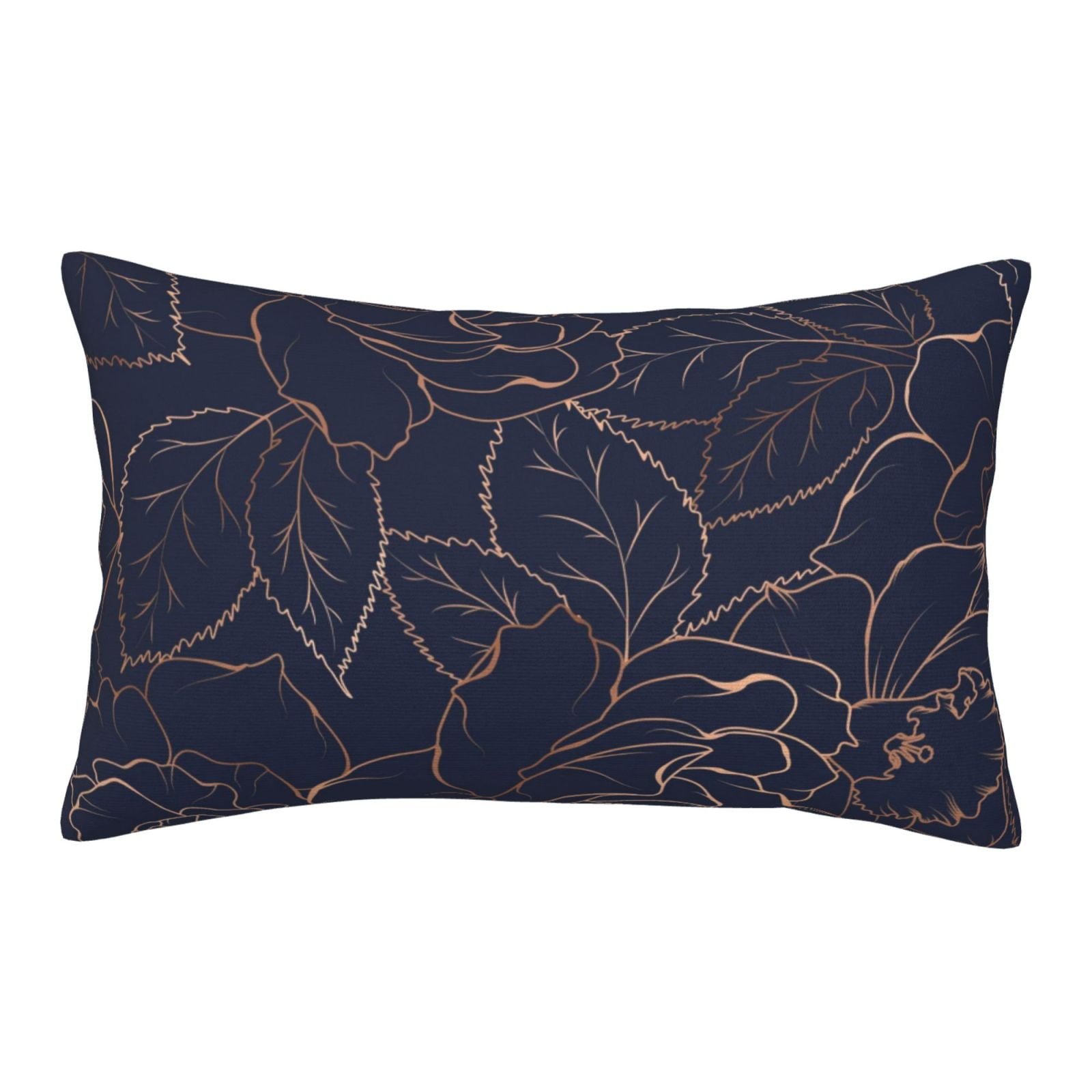 Lsque Copper-Gold Gloss Outline Navy Dark Blue Pattern Pillow Case ...