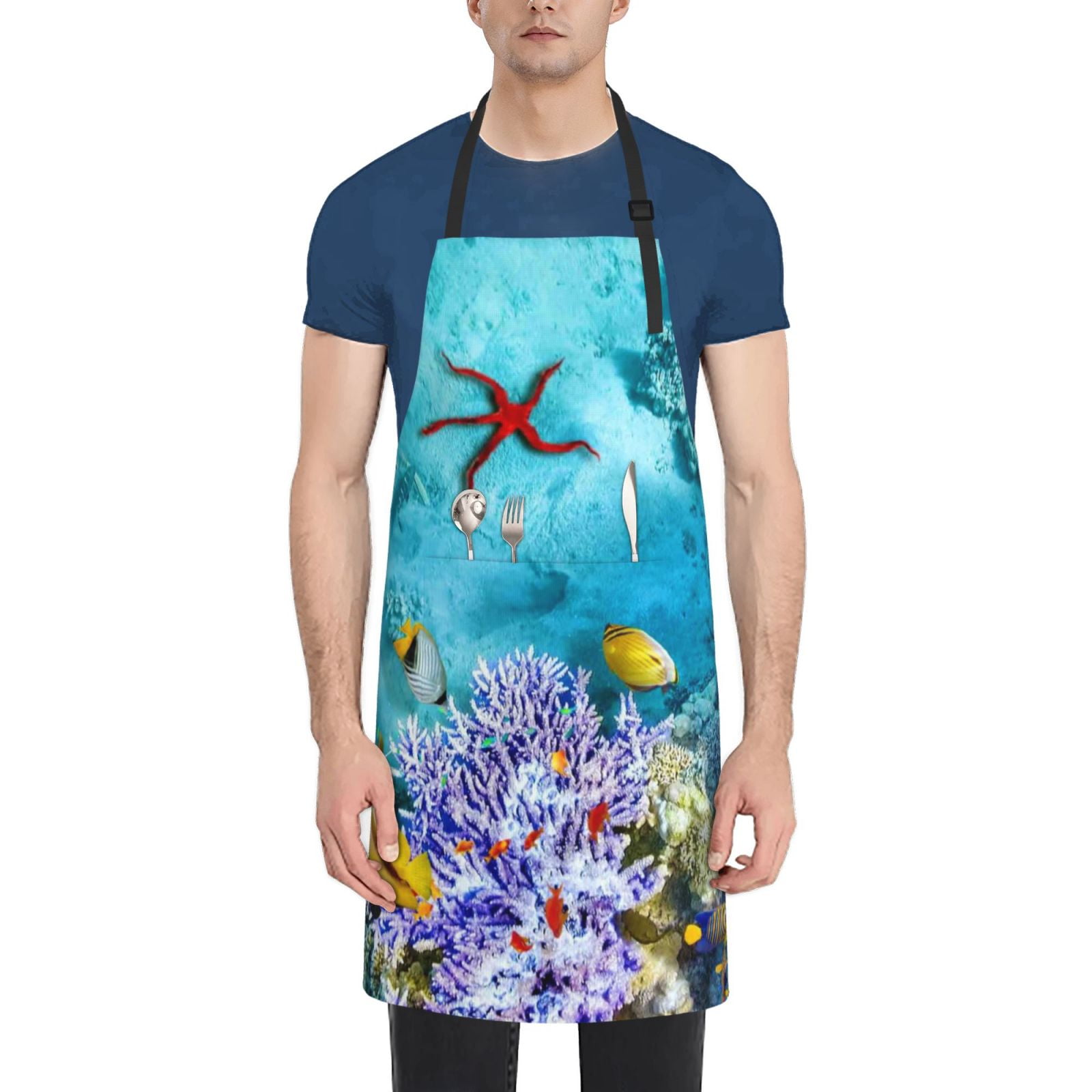 Lsque Corals and Tropical Fish Waterproof Apron Chef Aprons for Men ...
