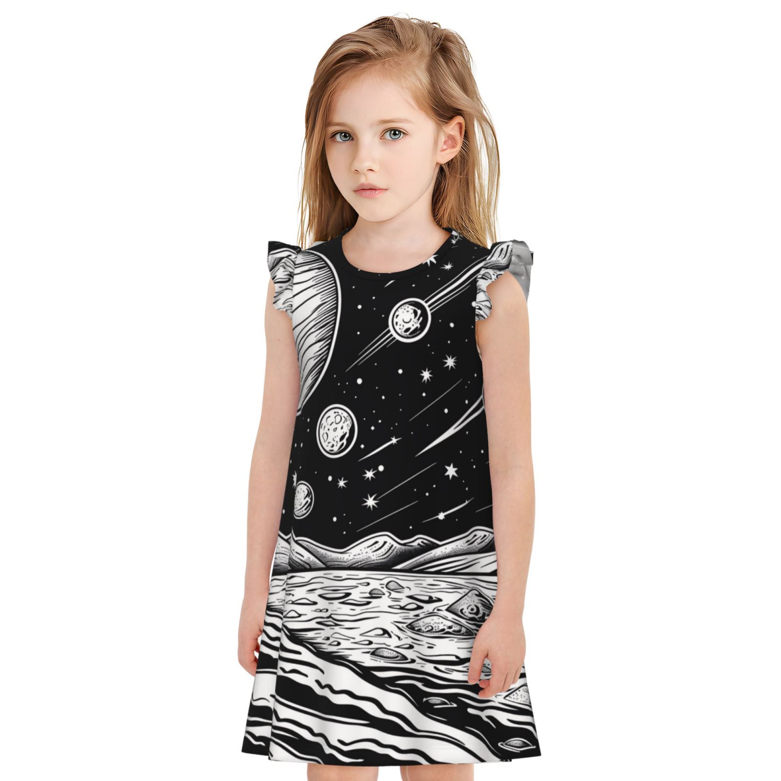 Lsque Cosmic Landscape Celestial Art Printed Girls' Nightgown, Soft ...