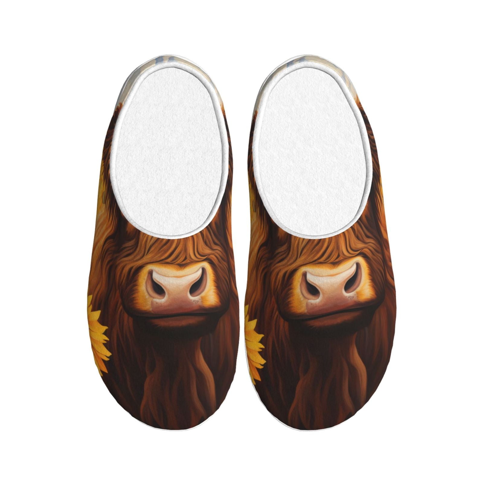 Lsque Countryside Sunflower Cow Pattern Womens Comfort Cotton on Scuff ...