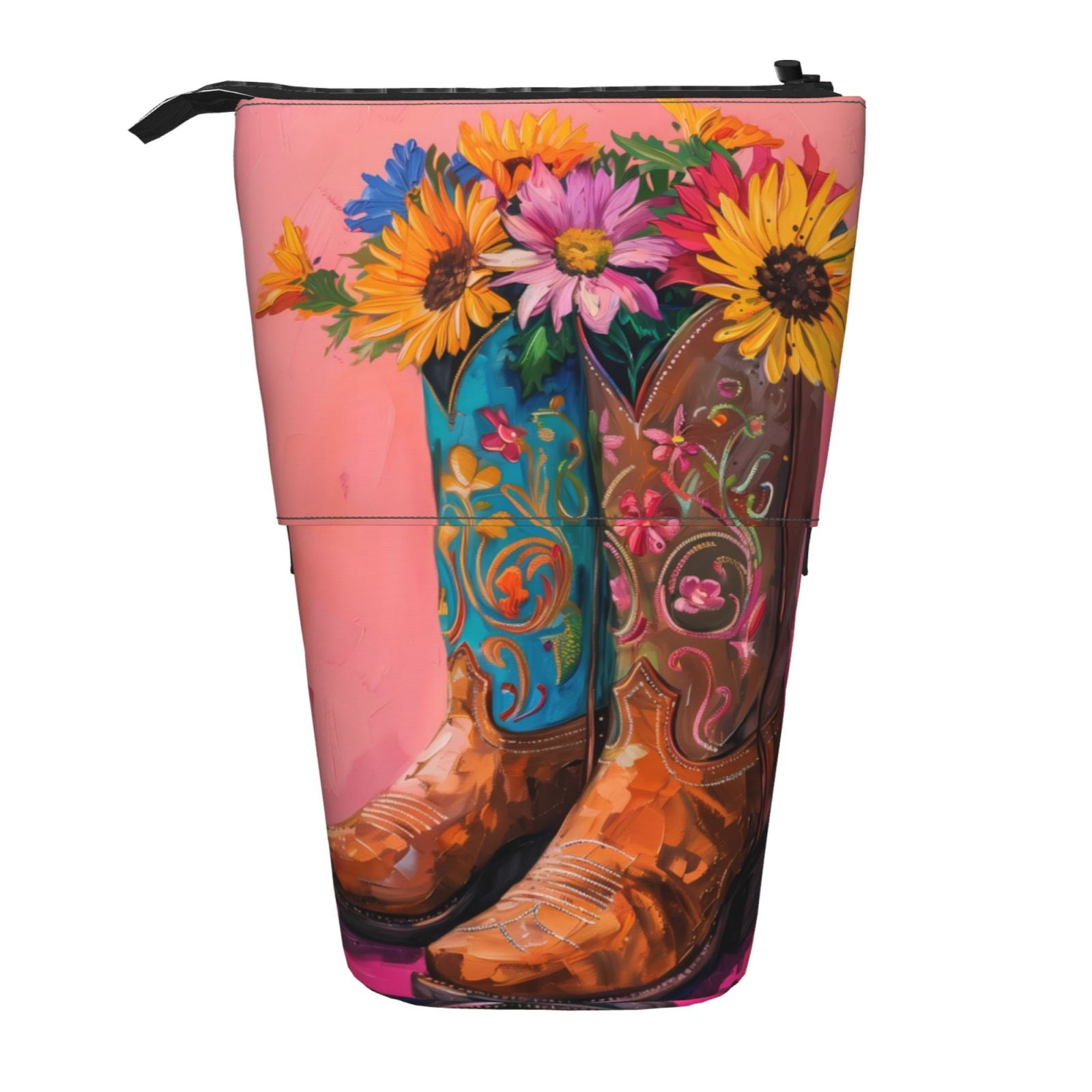 Lsque Cowboy Boots With Flowers Pattern Telescopic Pencil Bag Pen ...