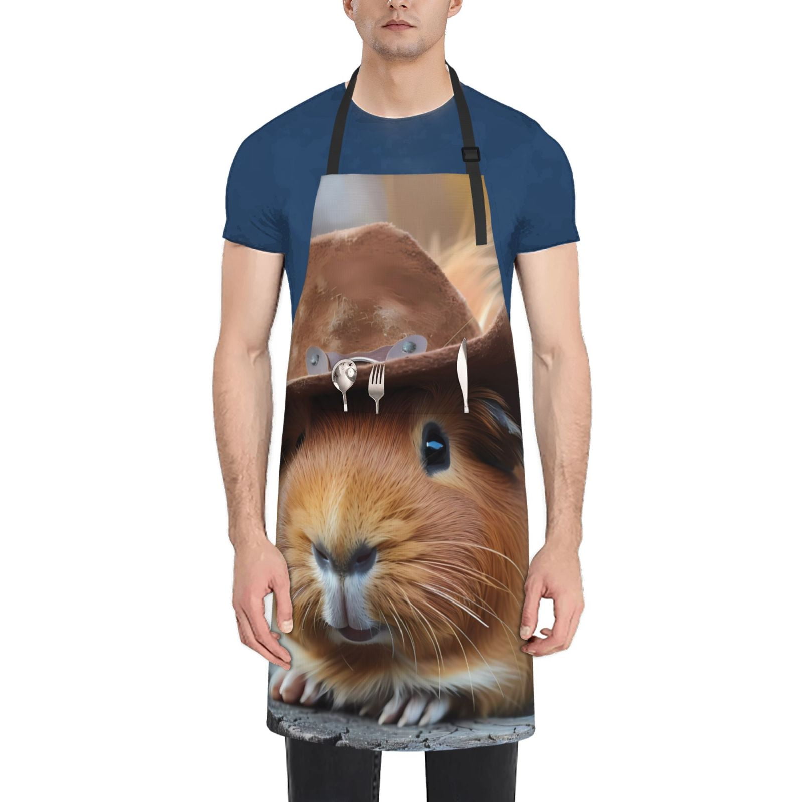 Lsque Cowboy Hat Guinea Pig Waterproof Apron Chef Aprons for Men Heavy ...