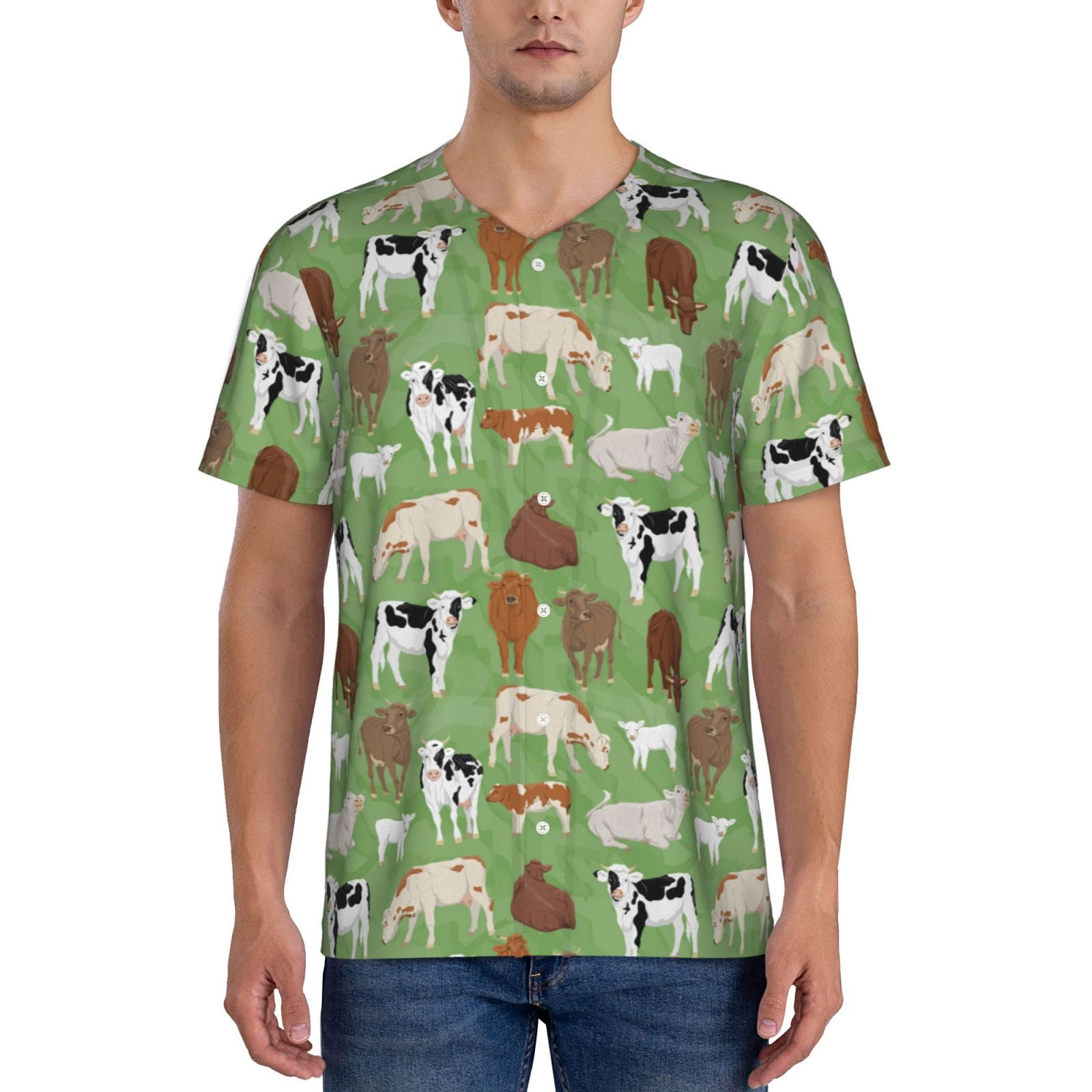 Lsque Cows And Calves Pattern Mens Polo Golf Shirts Funny Graphics ...