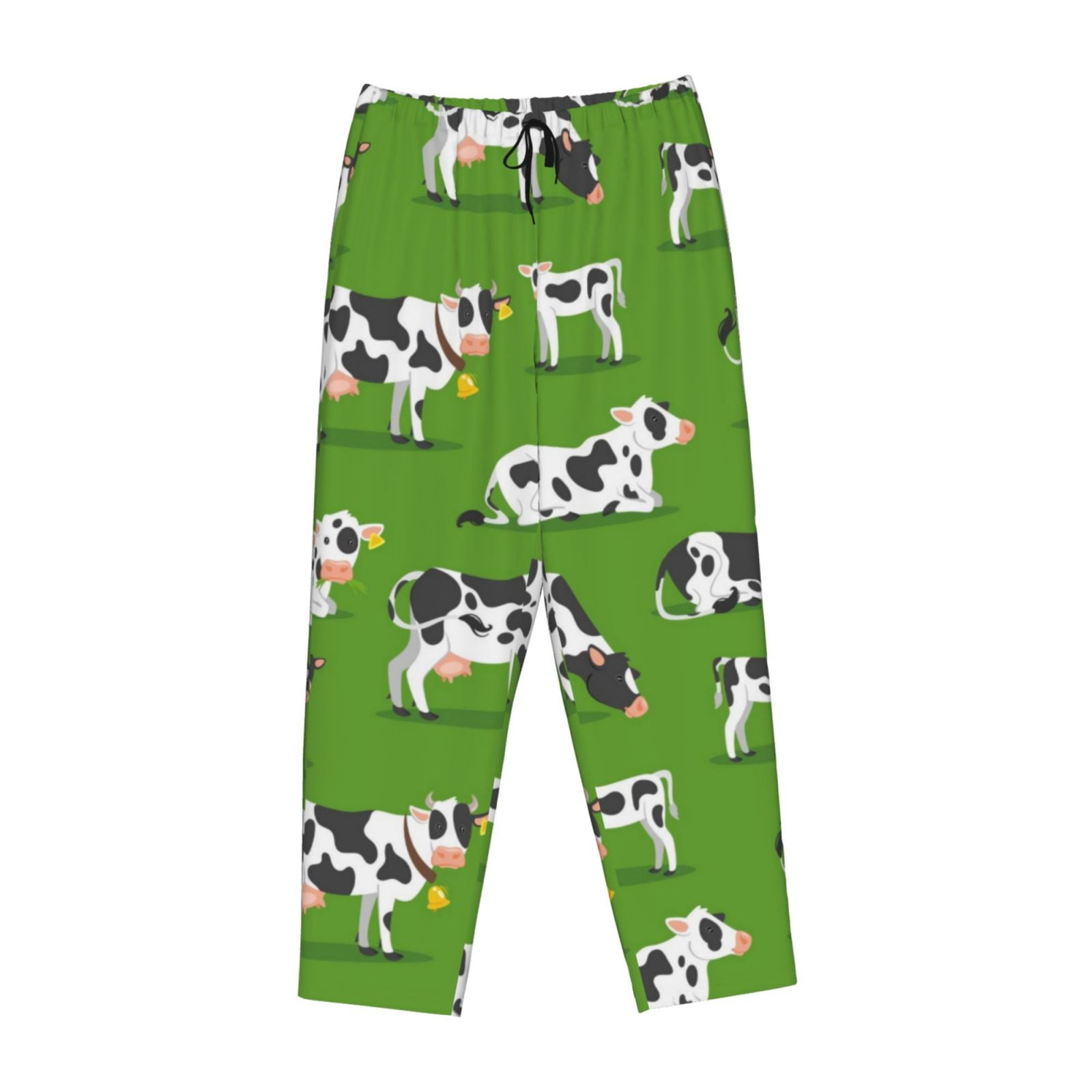 Lsque Cows With Calfs Green Print Women's Pajama Pants, Lounge Pant ...