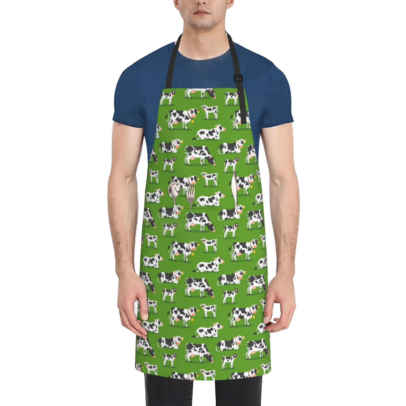 Lsque Cows With Calfs Green Waterproof Apron Chef Aprons for Men Heavy ...