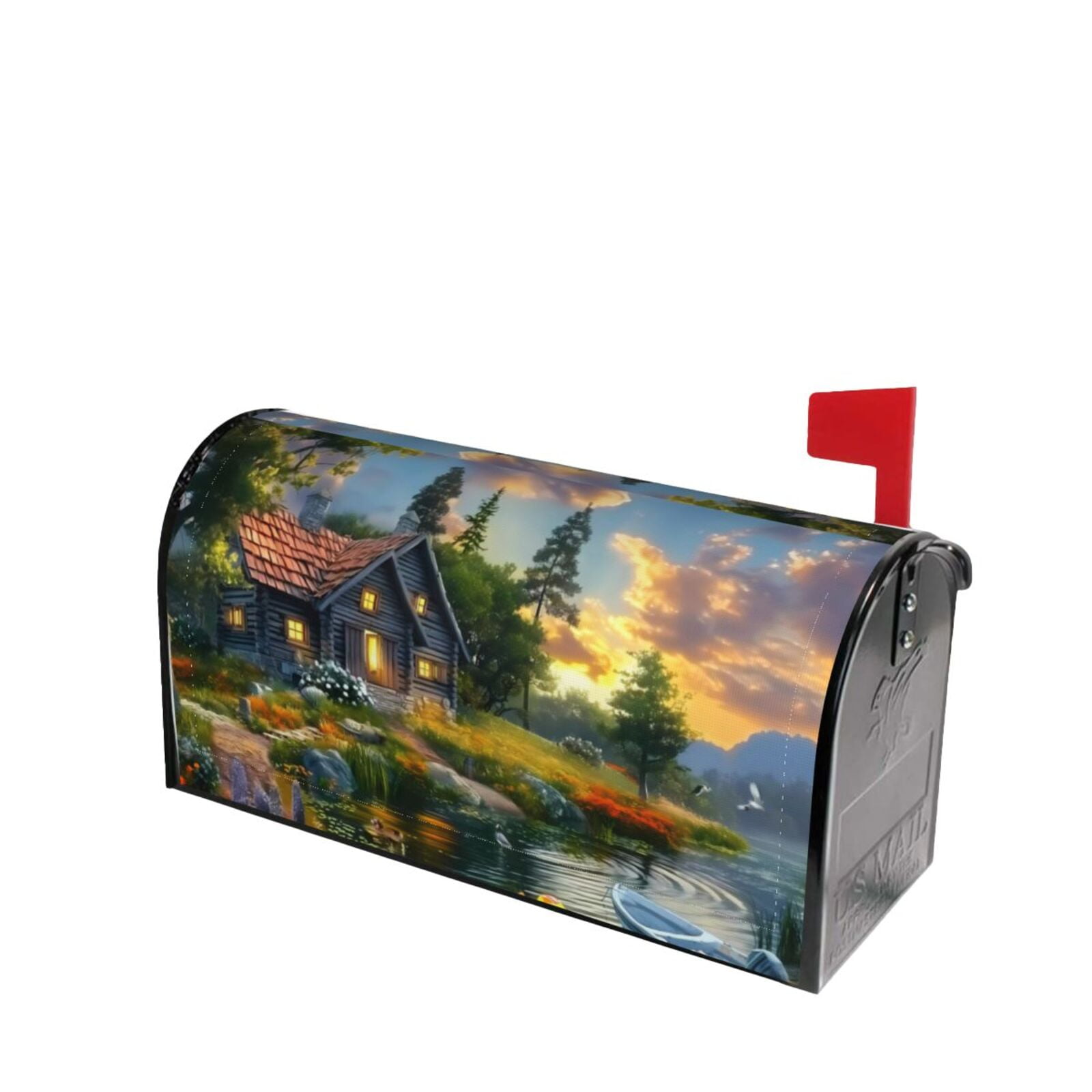 Lsque Cozy Cottage Lakeside Sunset Mailbox Cover Standard Size ...