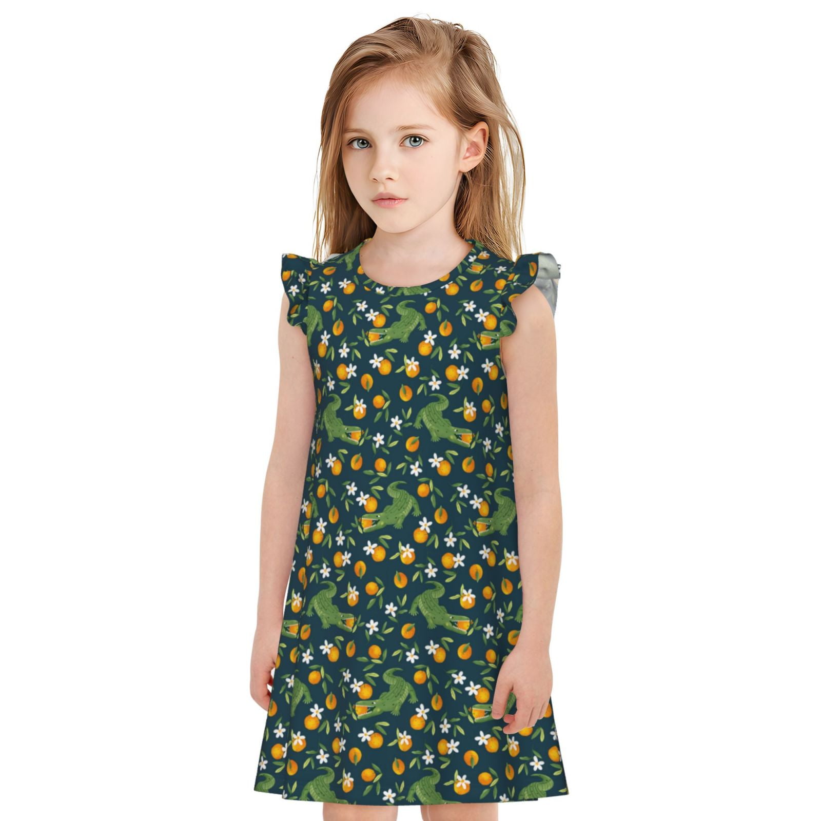 Lsque Crocodile And Oranges Printed Girls' Nightgown, Soft & Cute ...