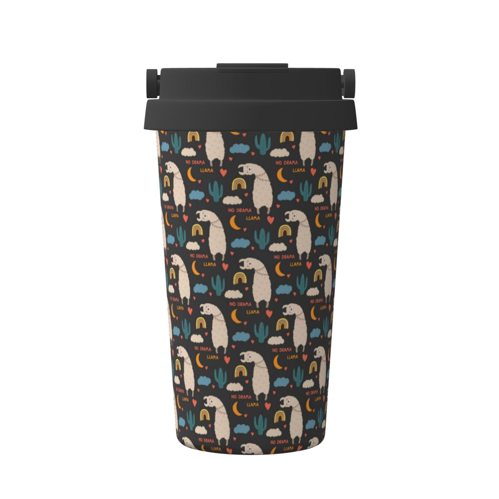 Lsque Cute Alpaca Pattern Travel Coffee Mug 16oz: Insulated Coffee Cup ...