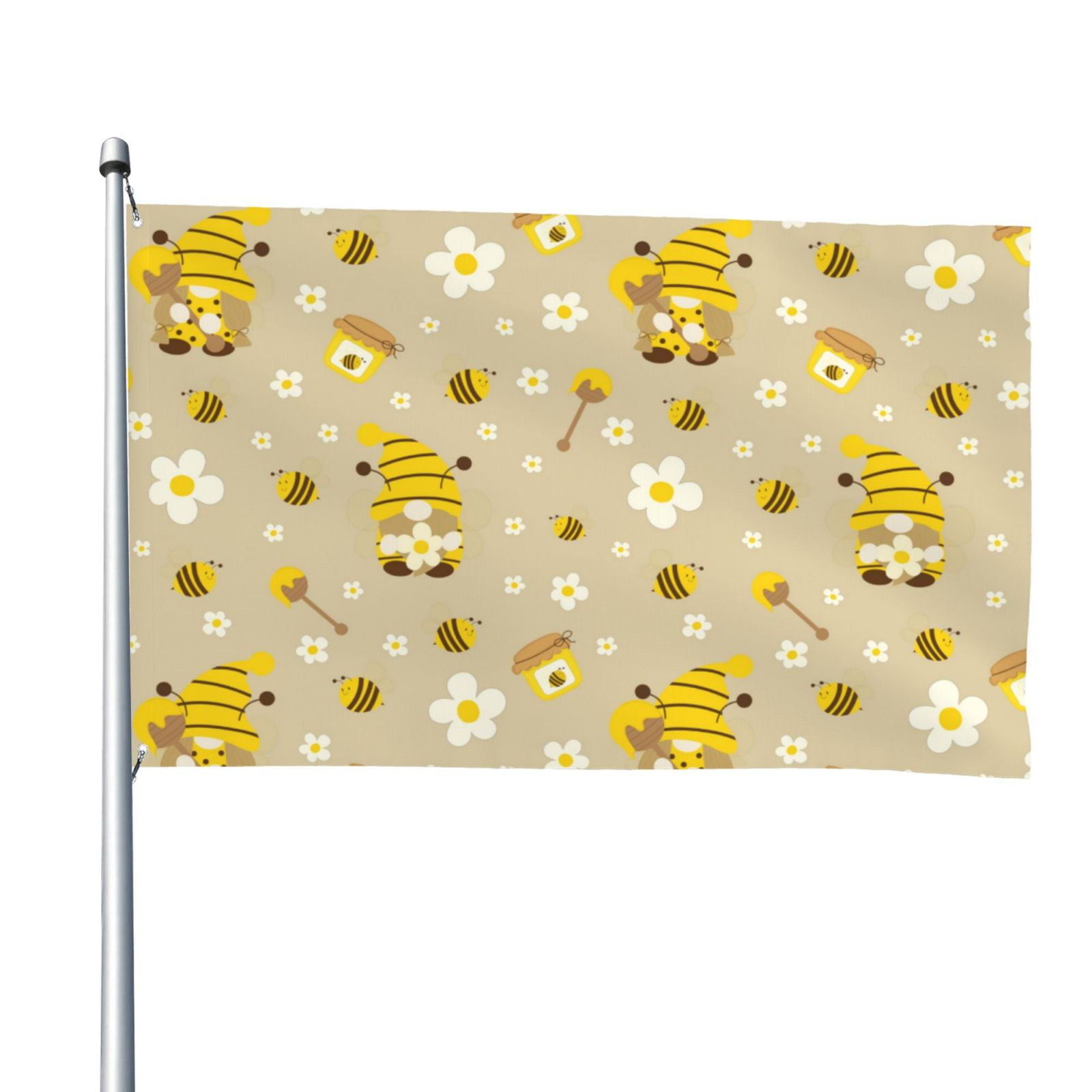 Lsque Cute Bee Gnomes Pattern Flag,Cute Bee Gnomes Printed Garden Flag ...