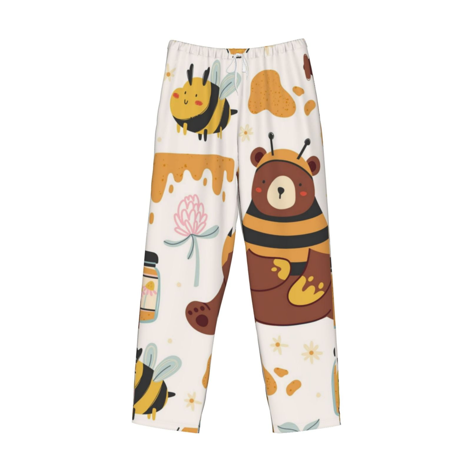 Lsque Cute Bee Honey Jar Hive Bear Print Men's Pajama Pants, Lounge Pant - Comfortable Home Wear ...
