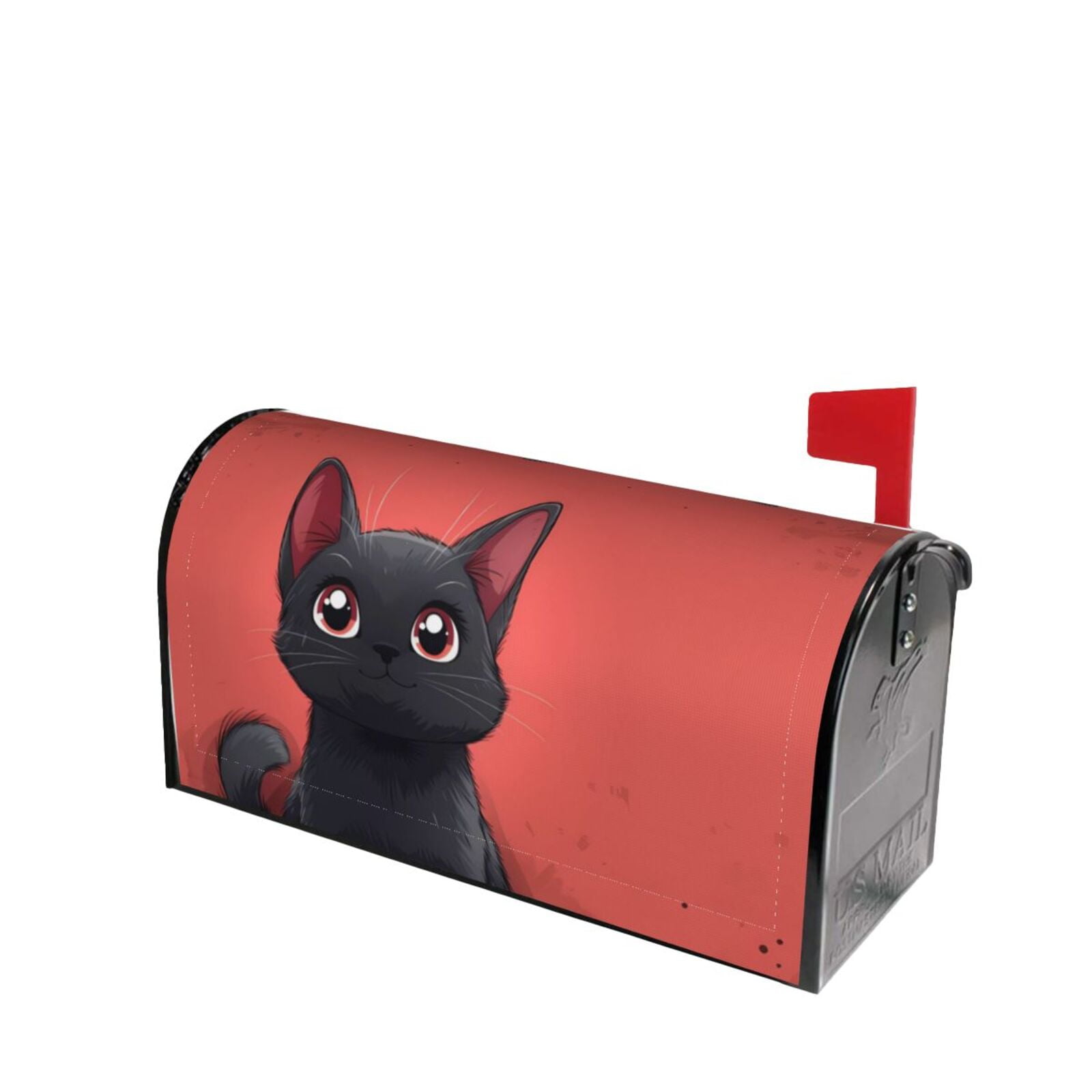 Lsque Cute Black Kitten Cartoon Mailbox Cover Standard Size ,Magnetic ...