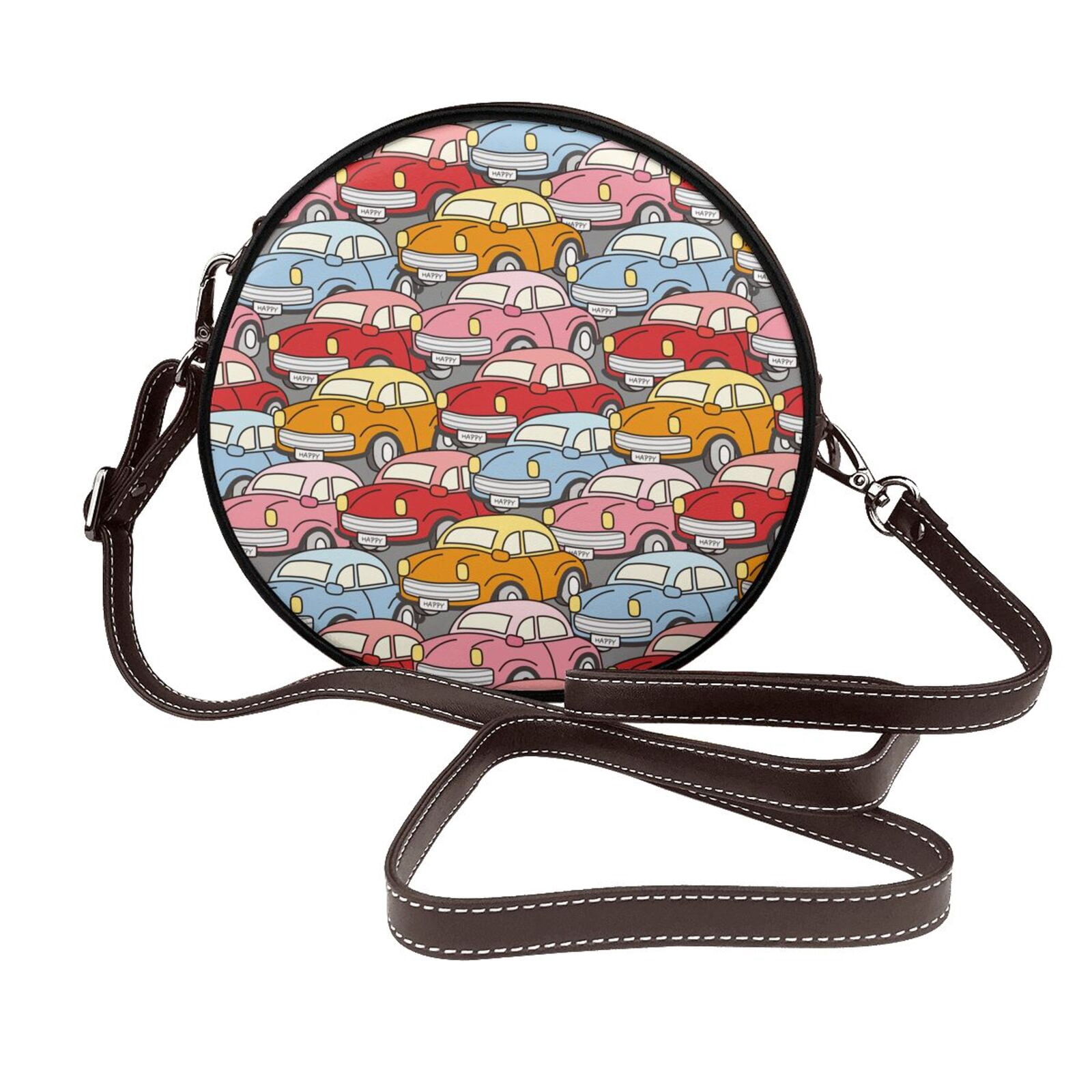 Lsque Cute Cars Pattern Shoulder Bag – Microfiber Leather Crossbody ...